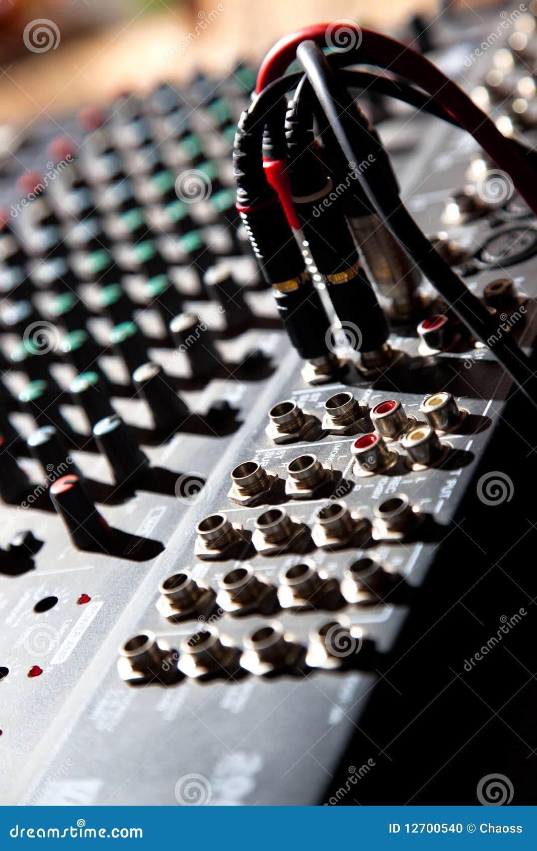 Audio mixing panel stock photo. Image of record, microphone - 12700540