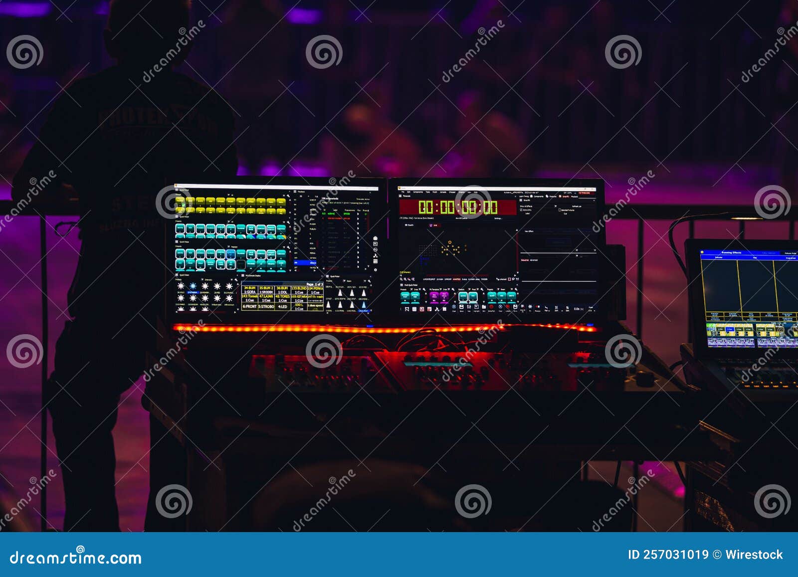 Audio Mixing Table a Minute before Soundcheck with the Band on Stage ...