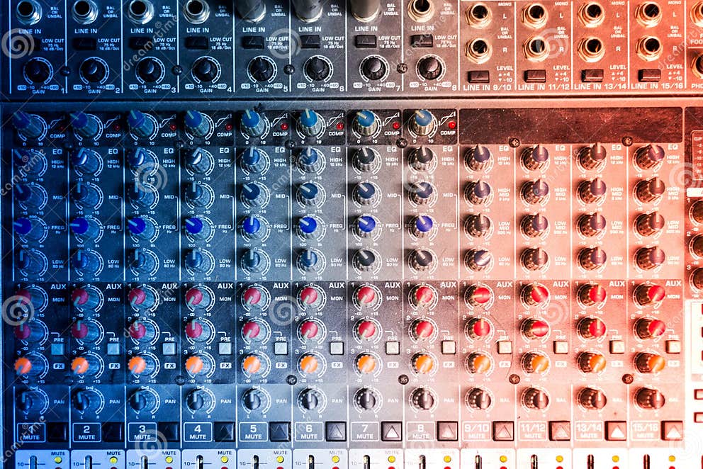 An Audio Mixing Table in Soft Light Stock Photo - Image of pattern ...