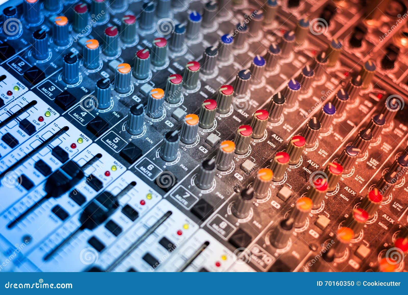 An Audio Mixing Table in Soft Light Stock Photo - Image of electronics ...