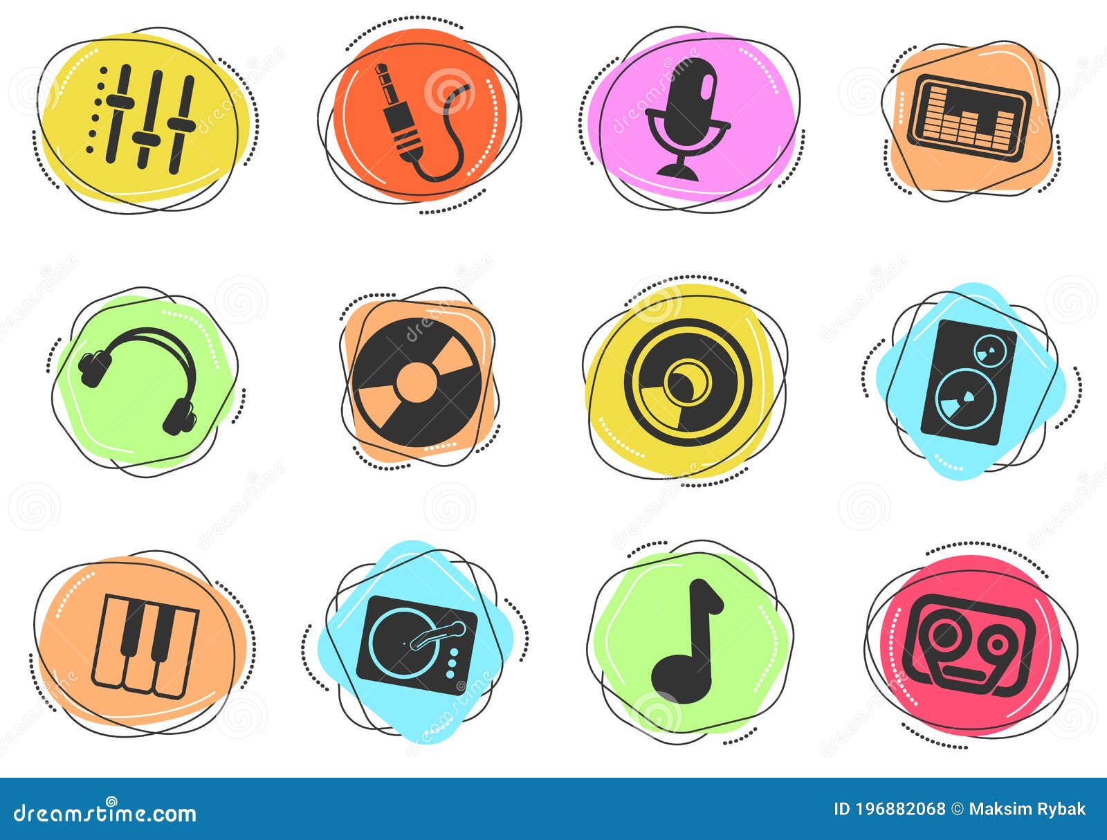 Audio and Music Simple Vector Icons Stock Vector - Illustration of ...