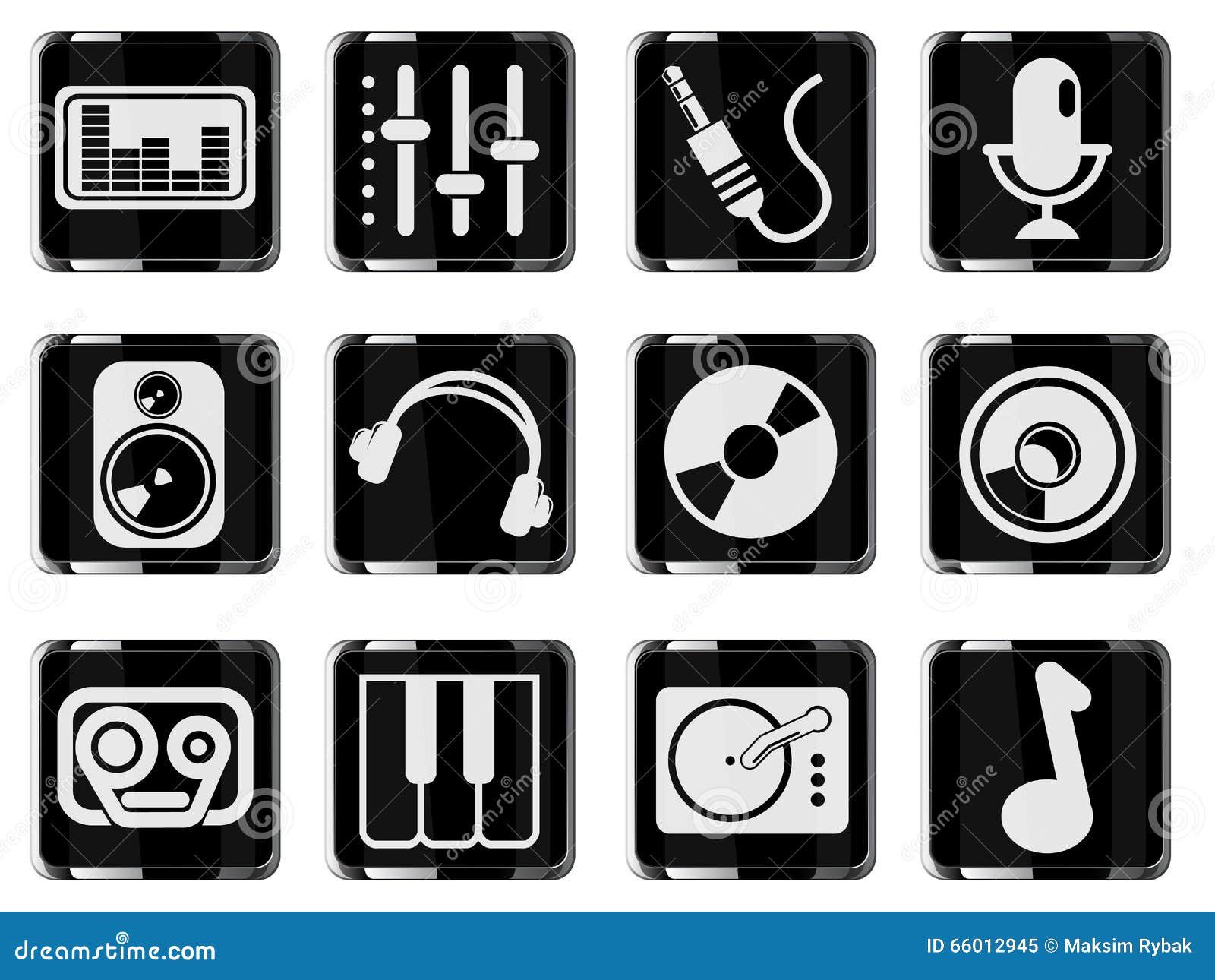 Audio and Music Simple Vector Icons Stock Vector - Illustration of ...