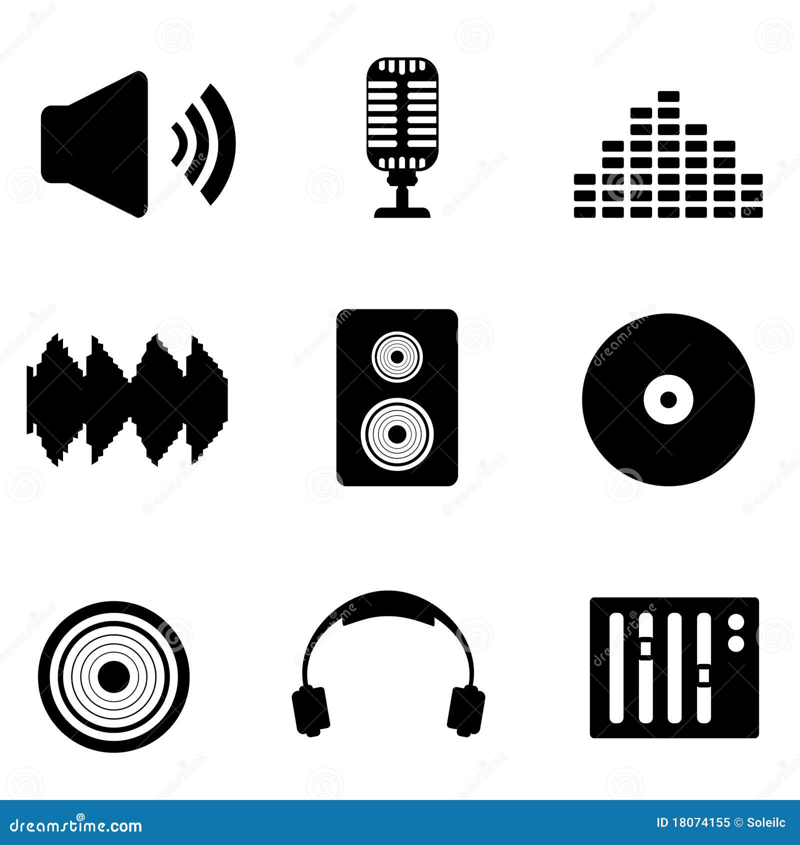 Audio, Music and Sound Icons Stock Vector - Illustration of icon ...