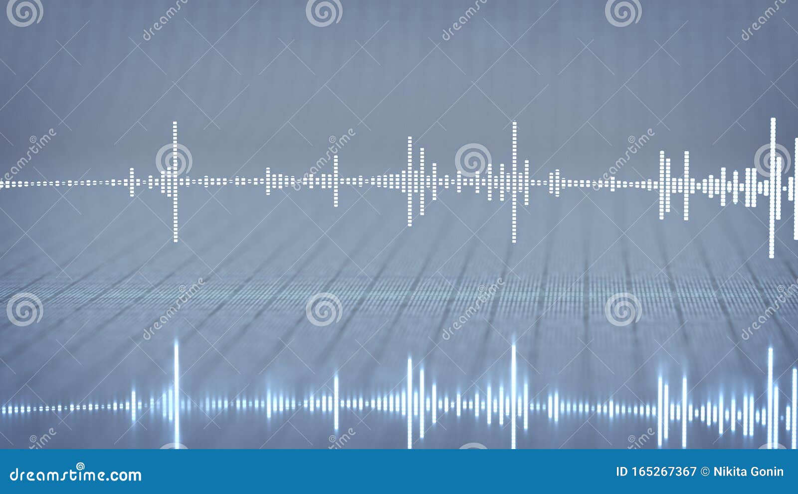 Audio Music Soundwave Digital Equalizer with Reflection 3D Rendering ...