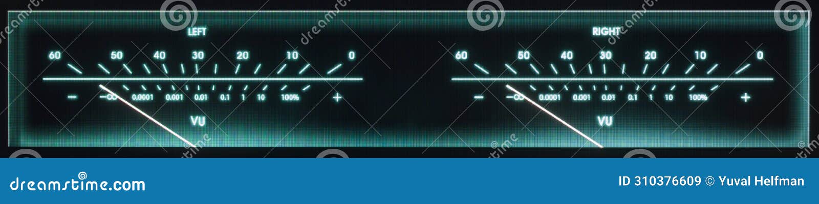 Dual VU Audiometers Glowing in the Dark Stock Image - Image of monitor ...