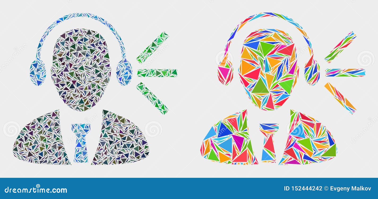 Vector Audio Operator Sound Mosaic Icon of Triangle Elements Stock ...