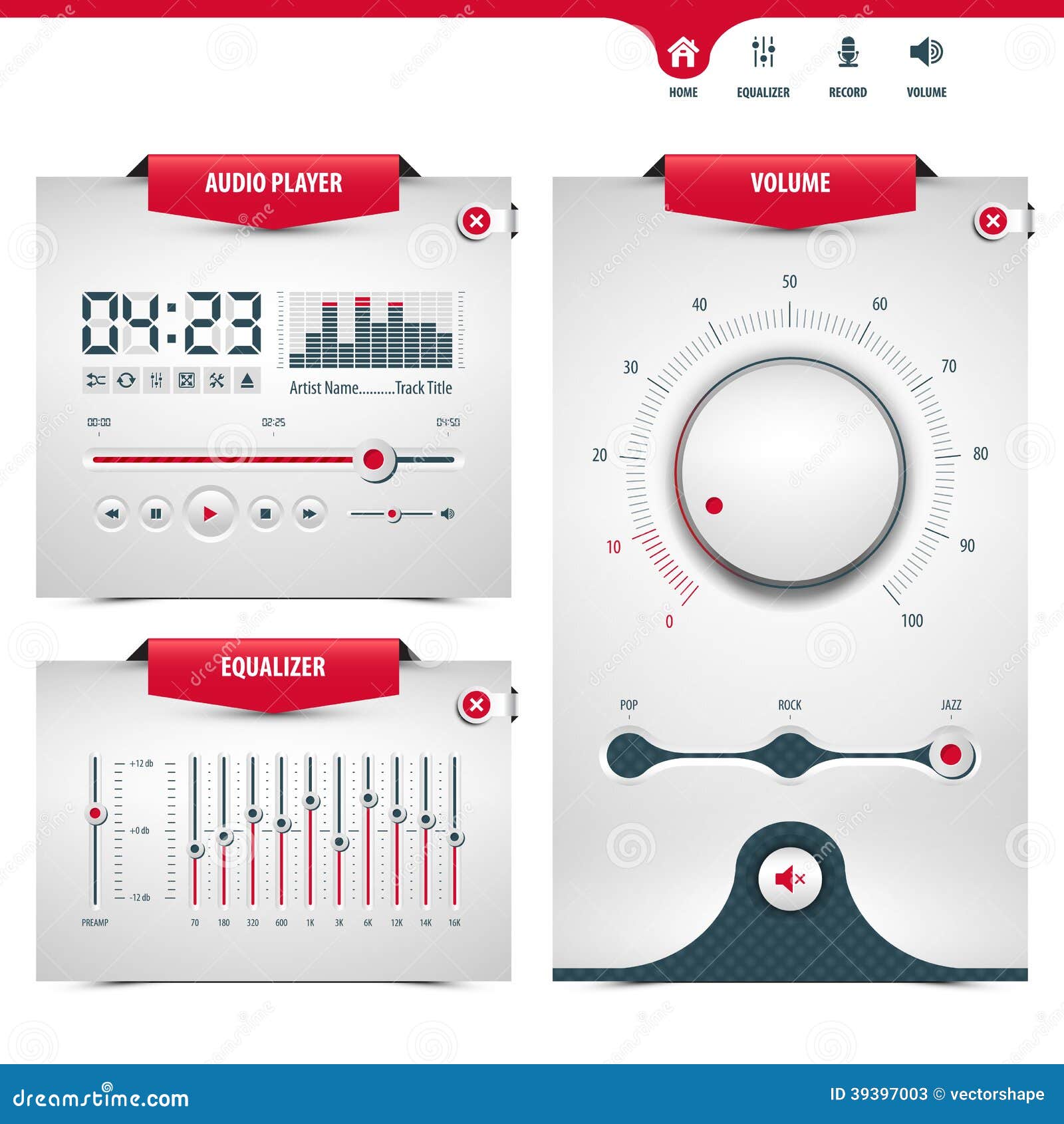 Audio Player Interface With Sound Wave, Loading Progress Bar And ...