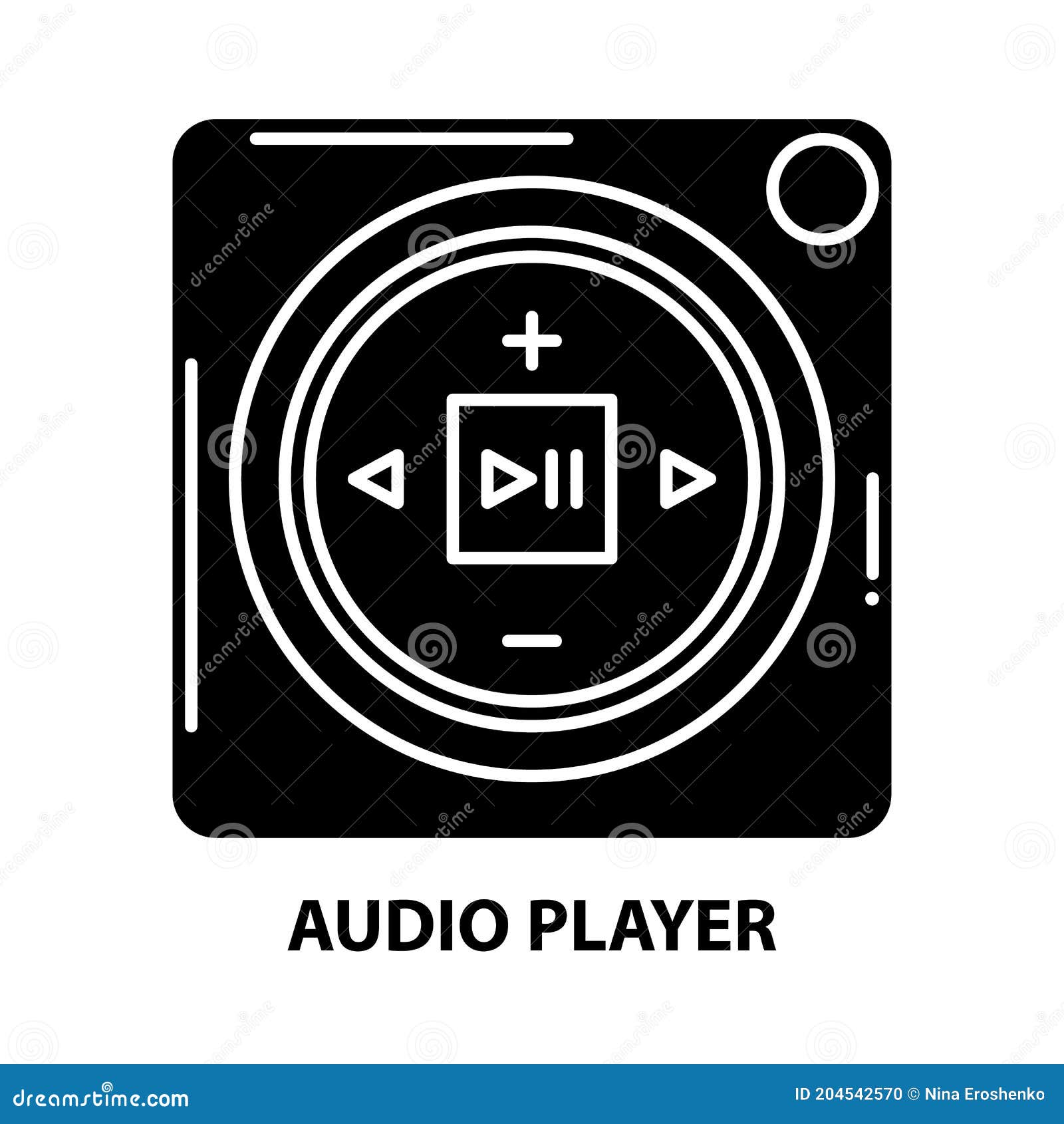 Audio Player Icon, Black Vector Sign with Editable Strokes, Concept ...