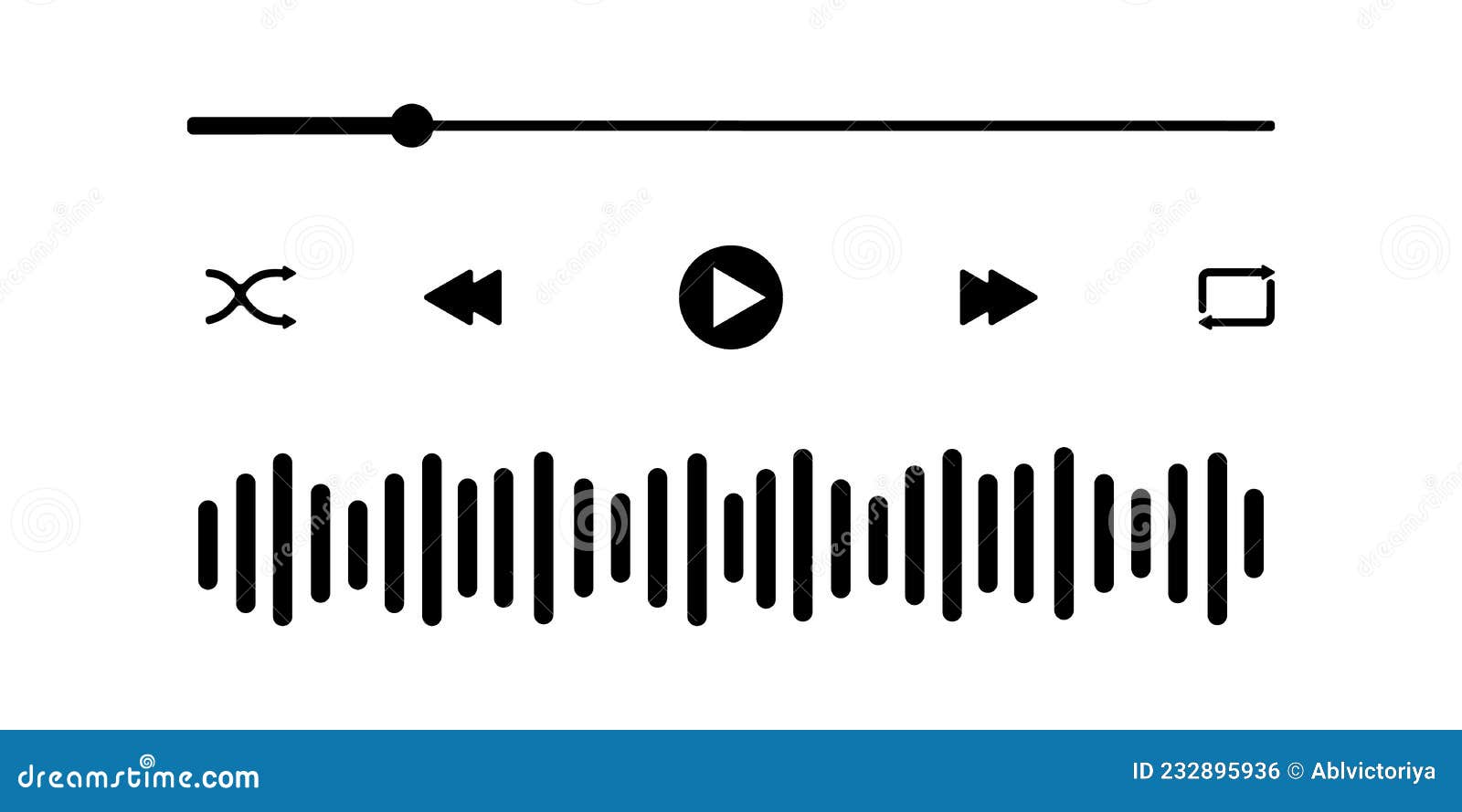 Audio Player Interface with Loading Bar, Buttons, Sound Wave Icon ...