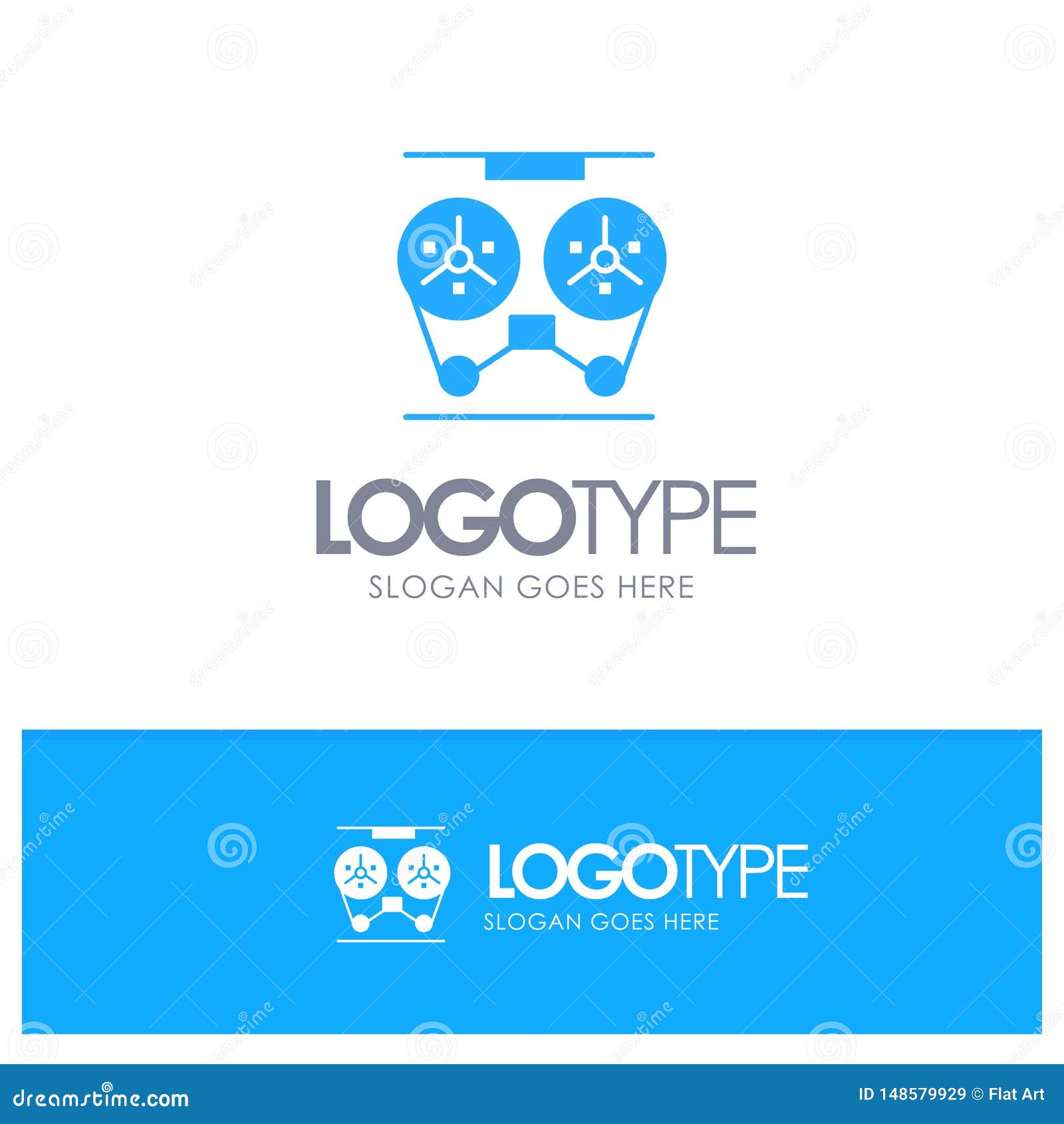 Audio, Player, Record, Recorder, Reel Blue Solid Logo with Place for ...