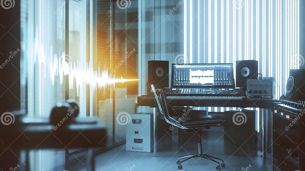 Audio Production Session in Modern Sound Studio Digital Waveform ...