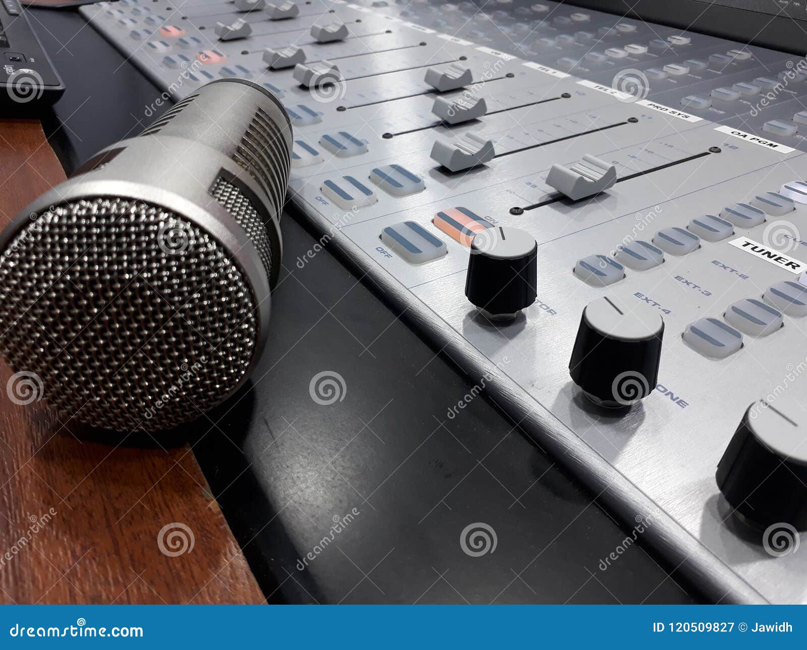 Studio Boom Mic and Console Mixer Stock Image - Image of production ...
