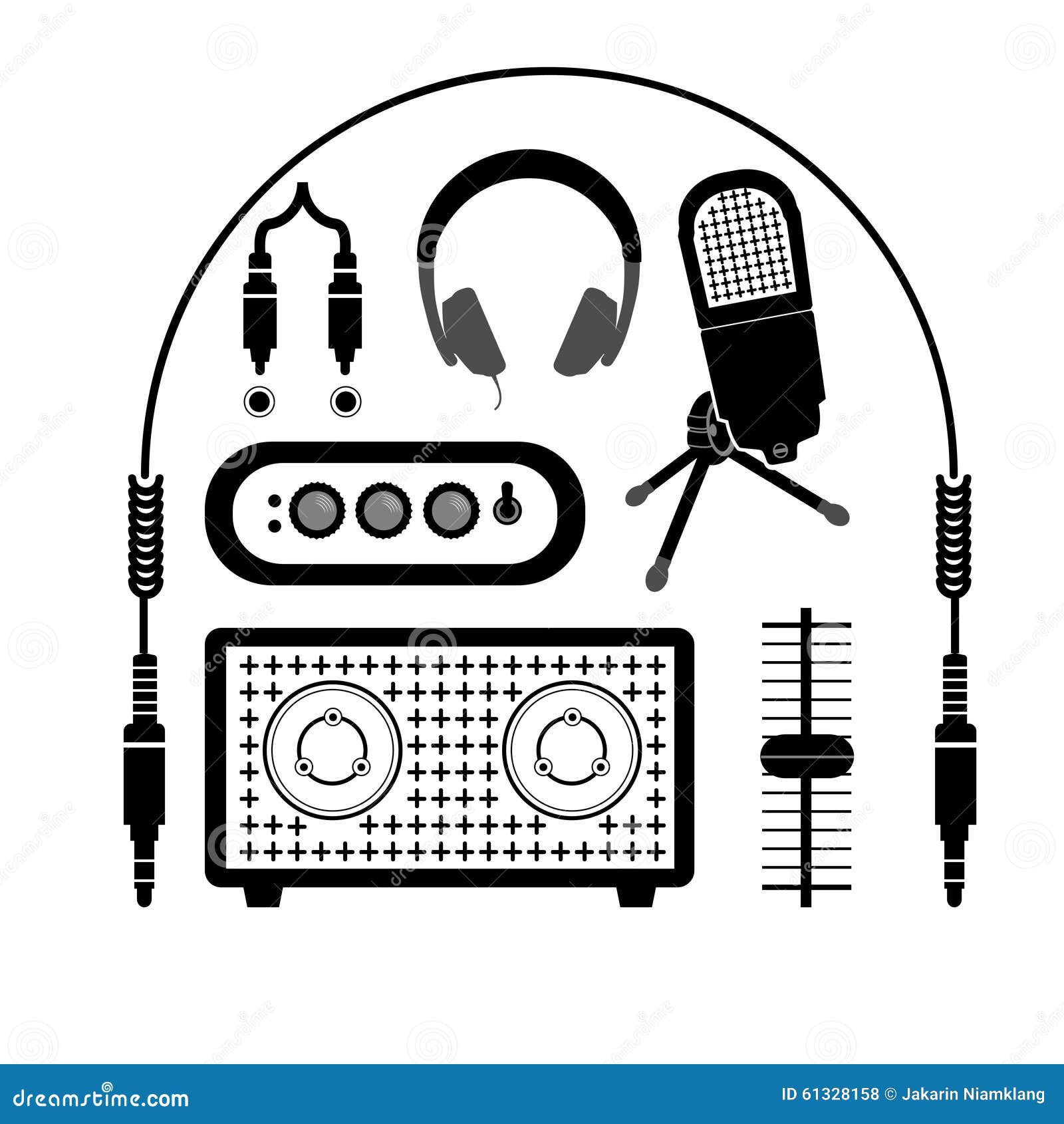 Audio set stock vector. Illustration of icon, microphone - 61328158