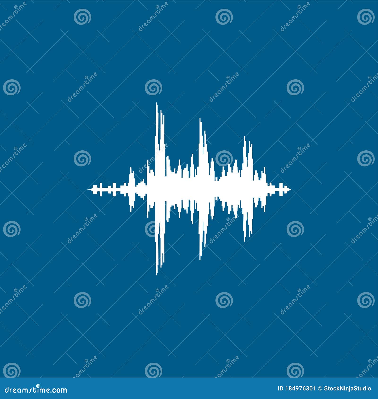 Audio Signal Icon on Blue Background. Blue Flat Style Vector ...