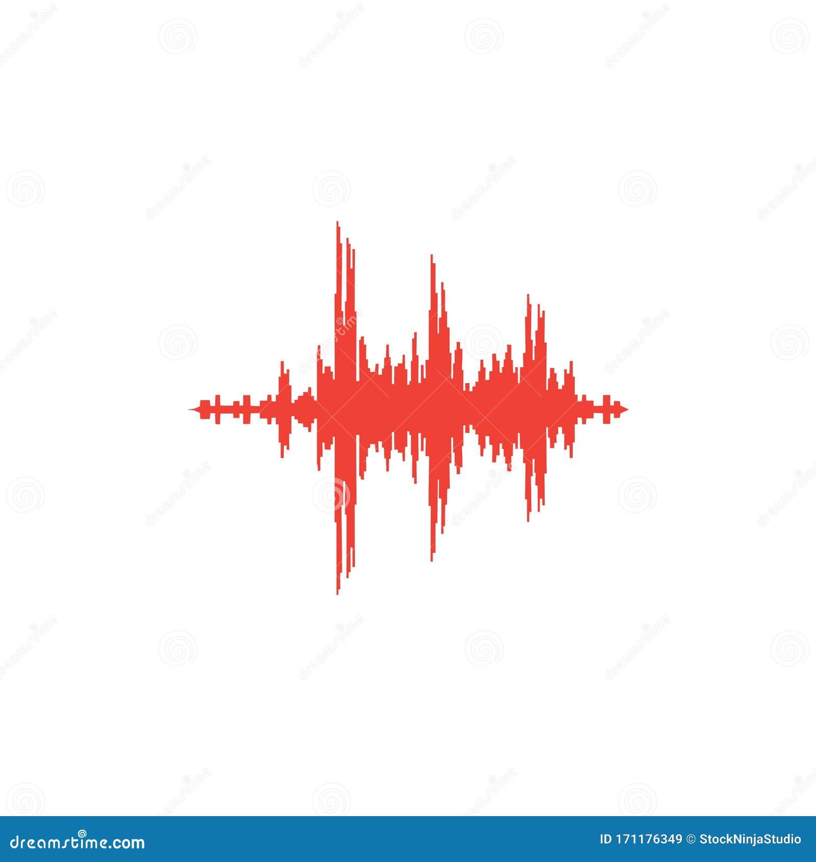 Audio Signal Red Icon on White Background. Red Flat Style Vector ...