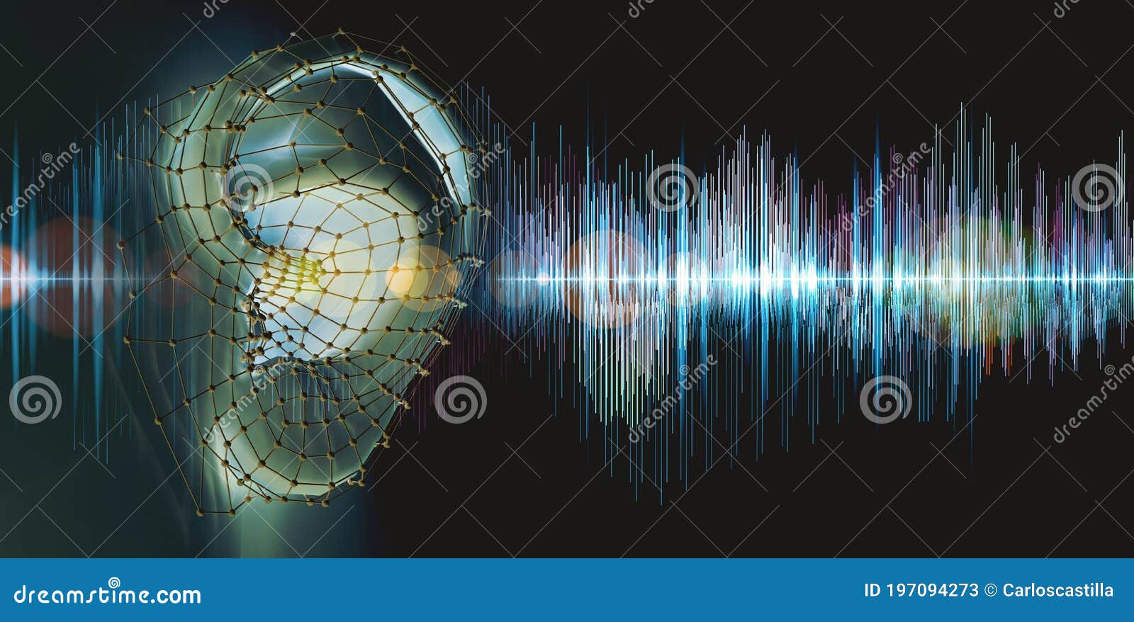 Audio and Sound Equalizer Digital Computer Concept.3d Illustration ...