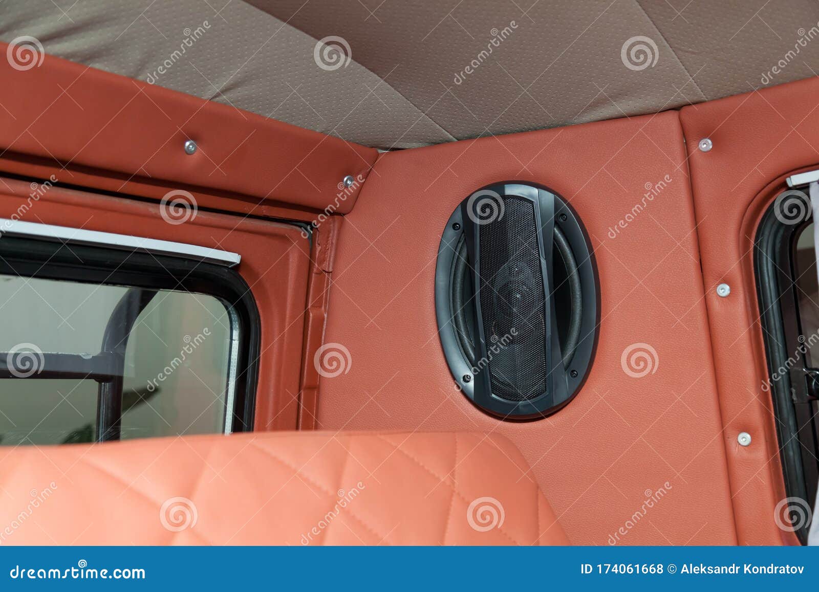 Speaker Mounted on a Wall at the Rear of the Car for a Multimedia ...