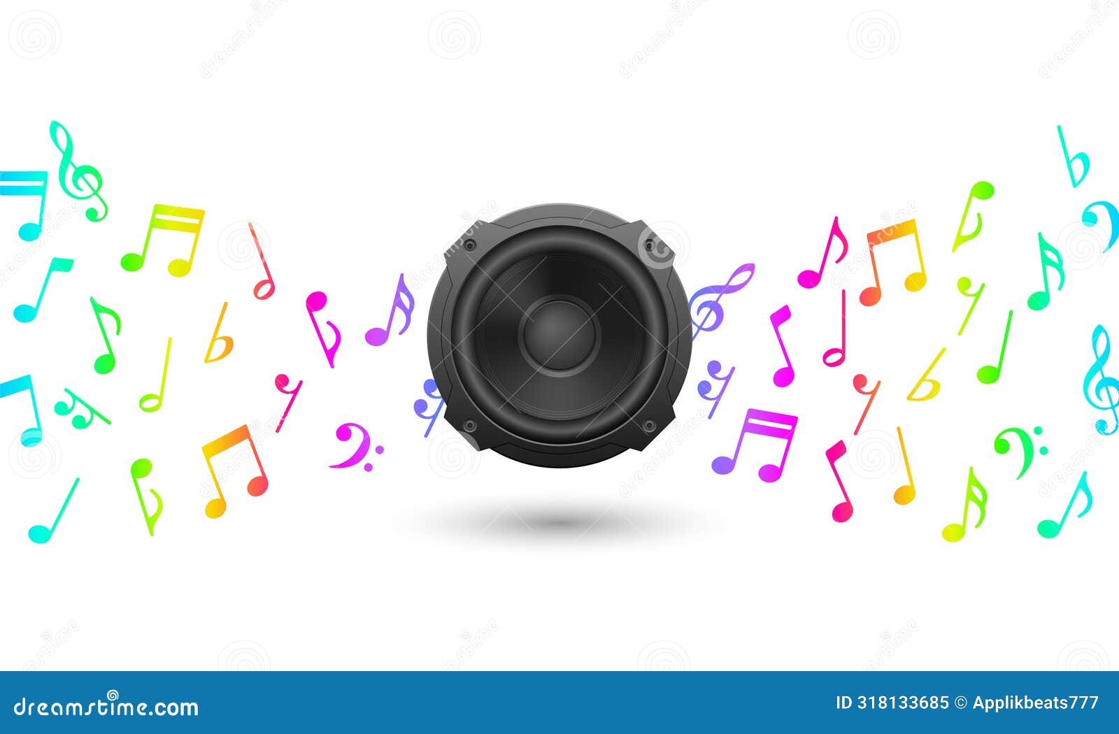 Audio Speaker with Music Note Abstract Background, Vector Illustration ...