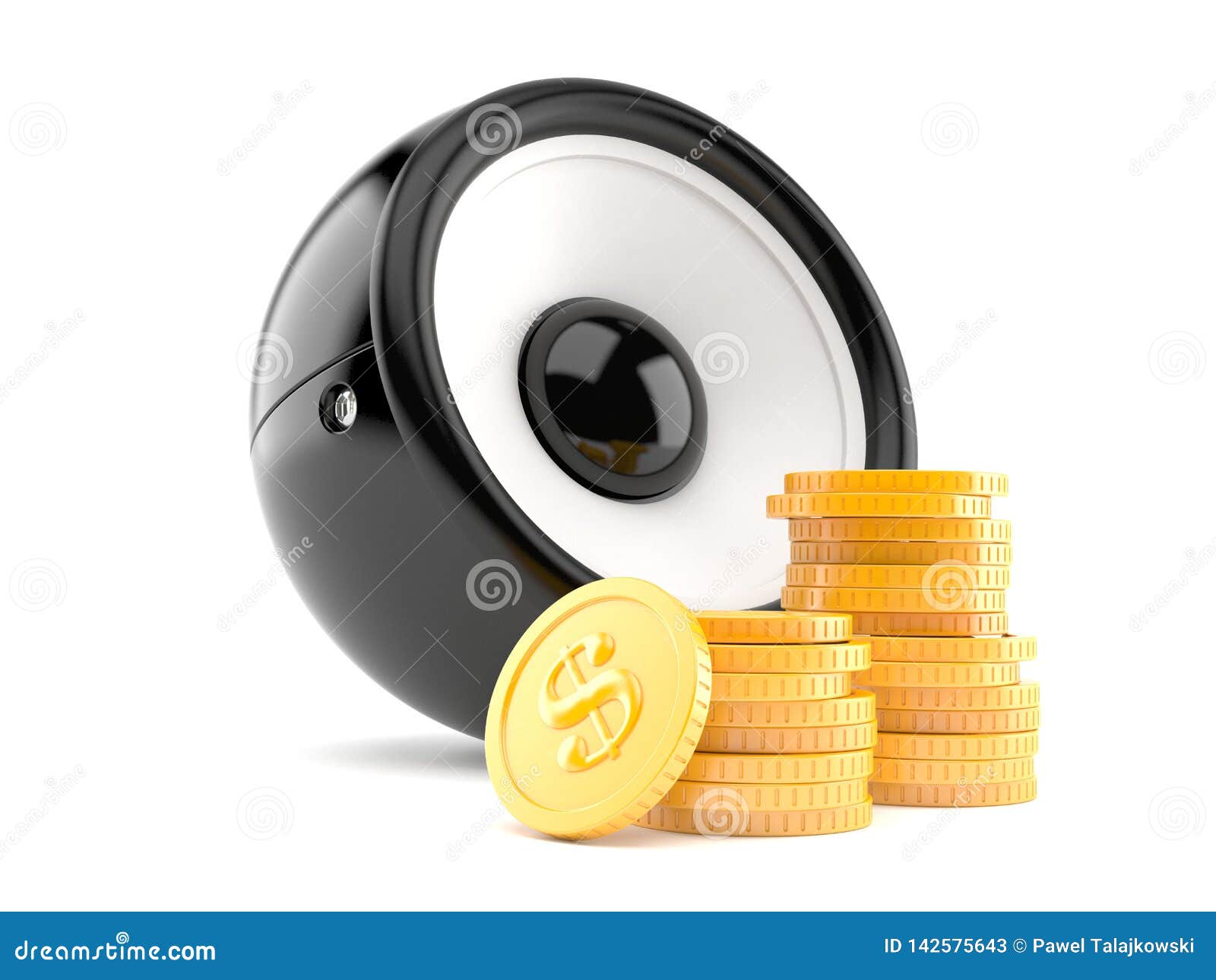 Audio Speaker with Stack of Coins Stock Illustration - Illustration of ...