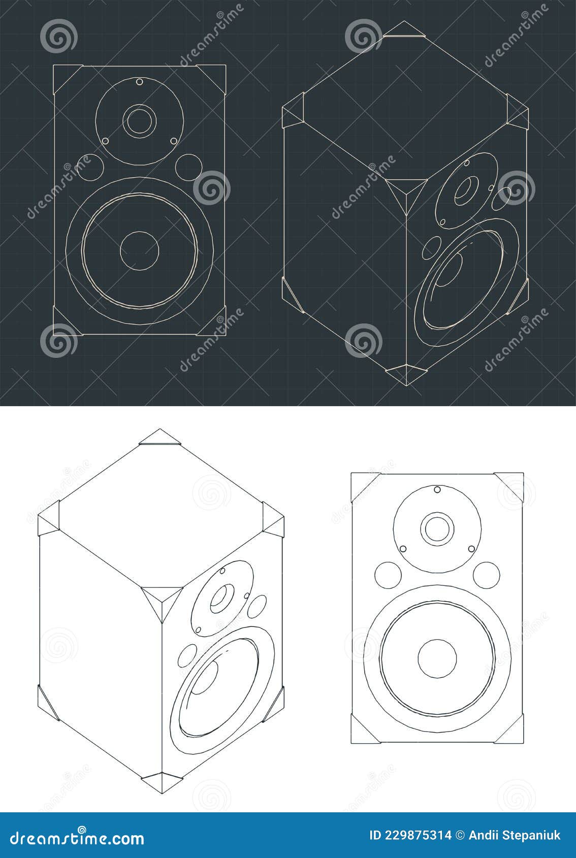 Audio Speaker Stereo Sound System Blueprints Stock Vector ...