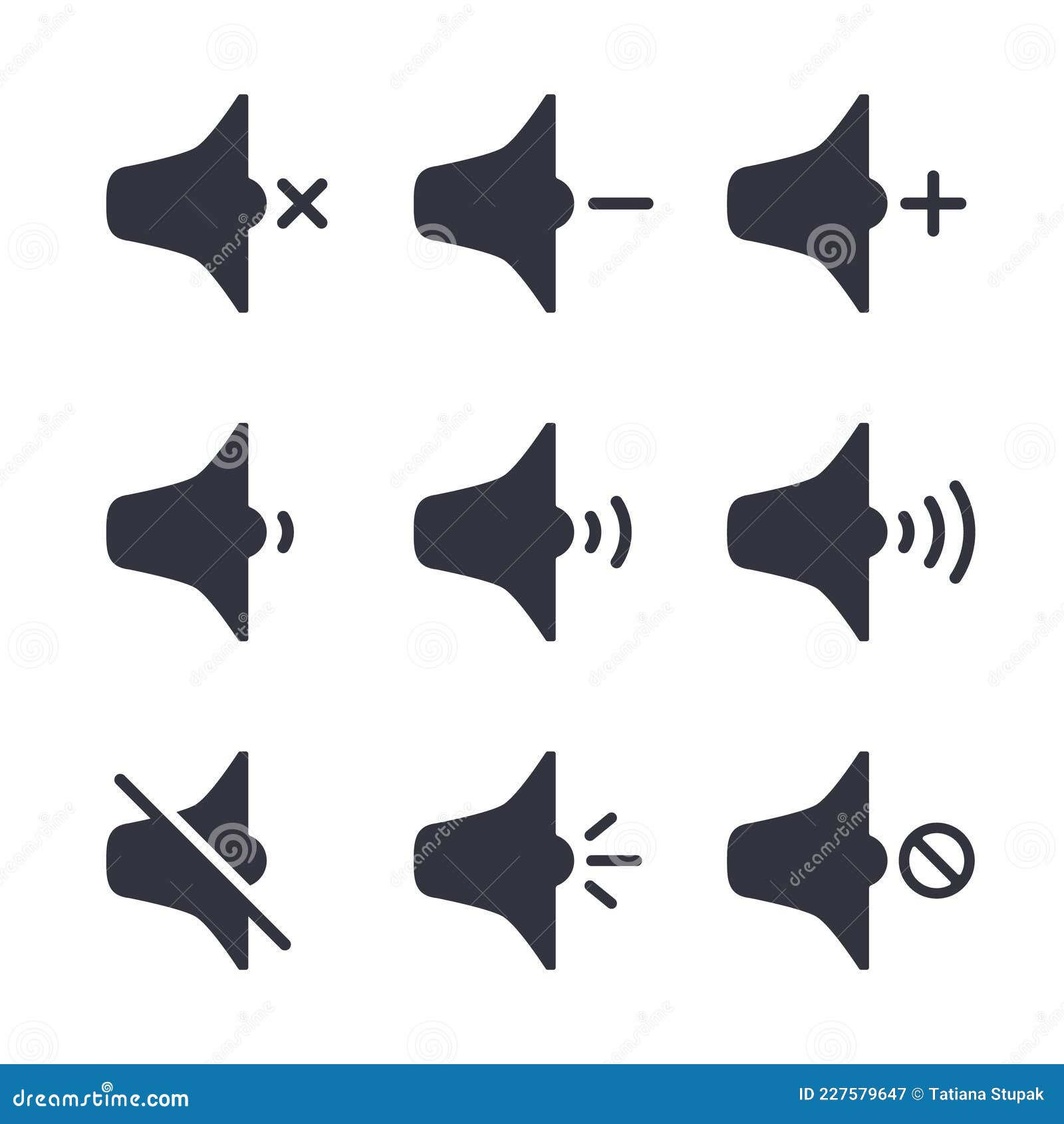 Audio Speaker Volume Sound Icon Set, Vector Isolated Flat Design Illustration Stock Vector ...