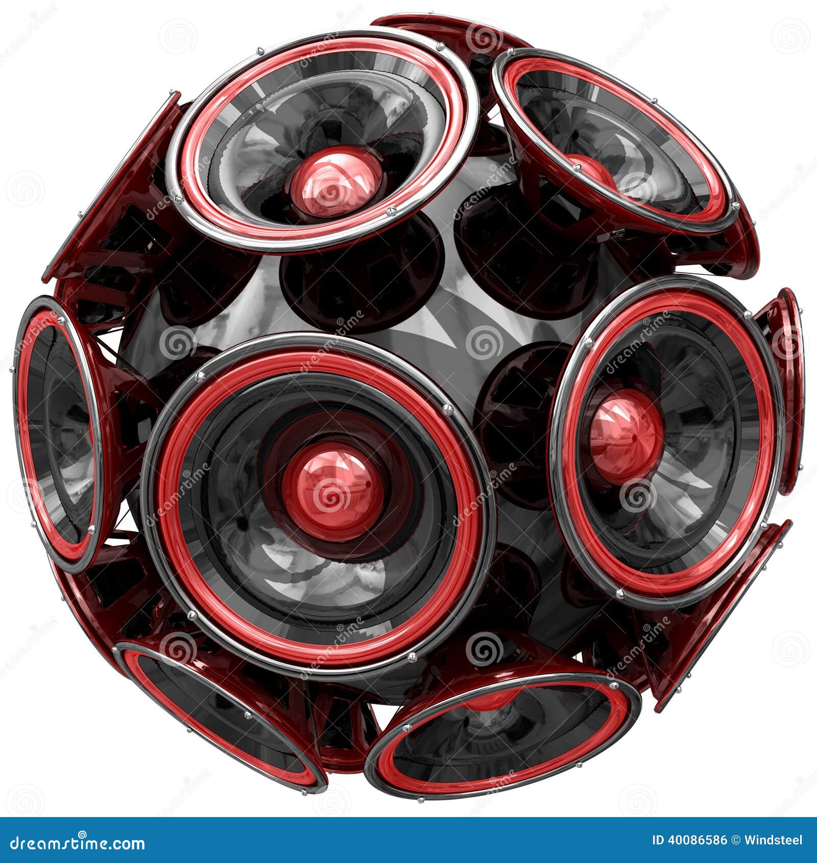 Audio Speakers Sphere Isolated on White Stock Photo - Image of modern ...