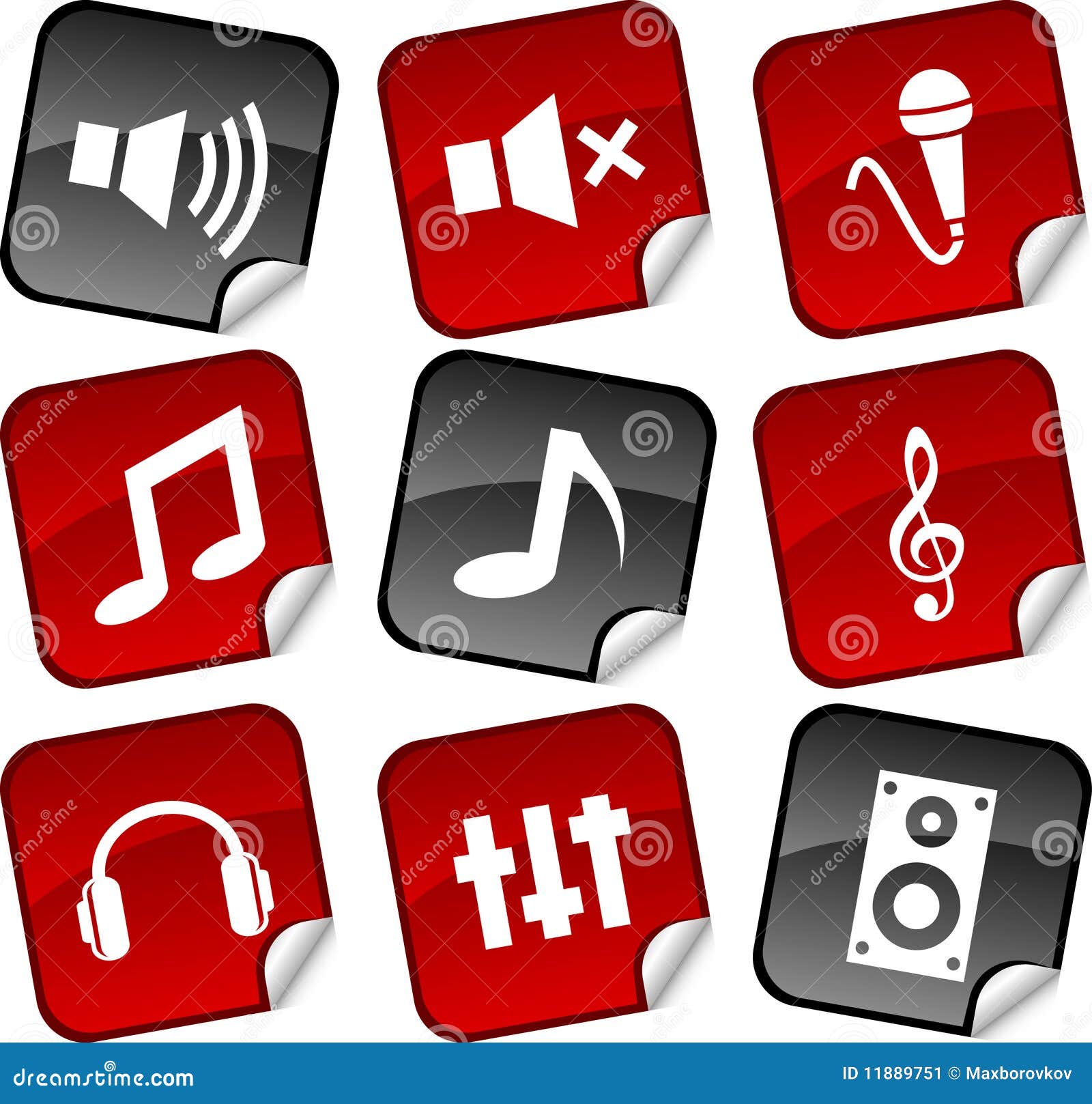 Audio stickers. stock vector. Illustration of speaker - 11889751