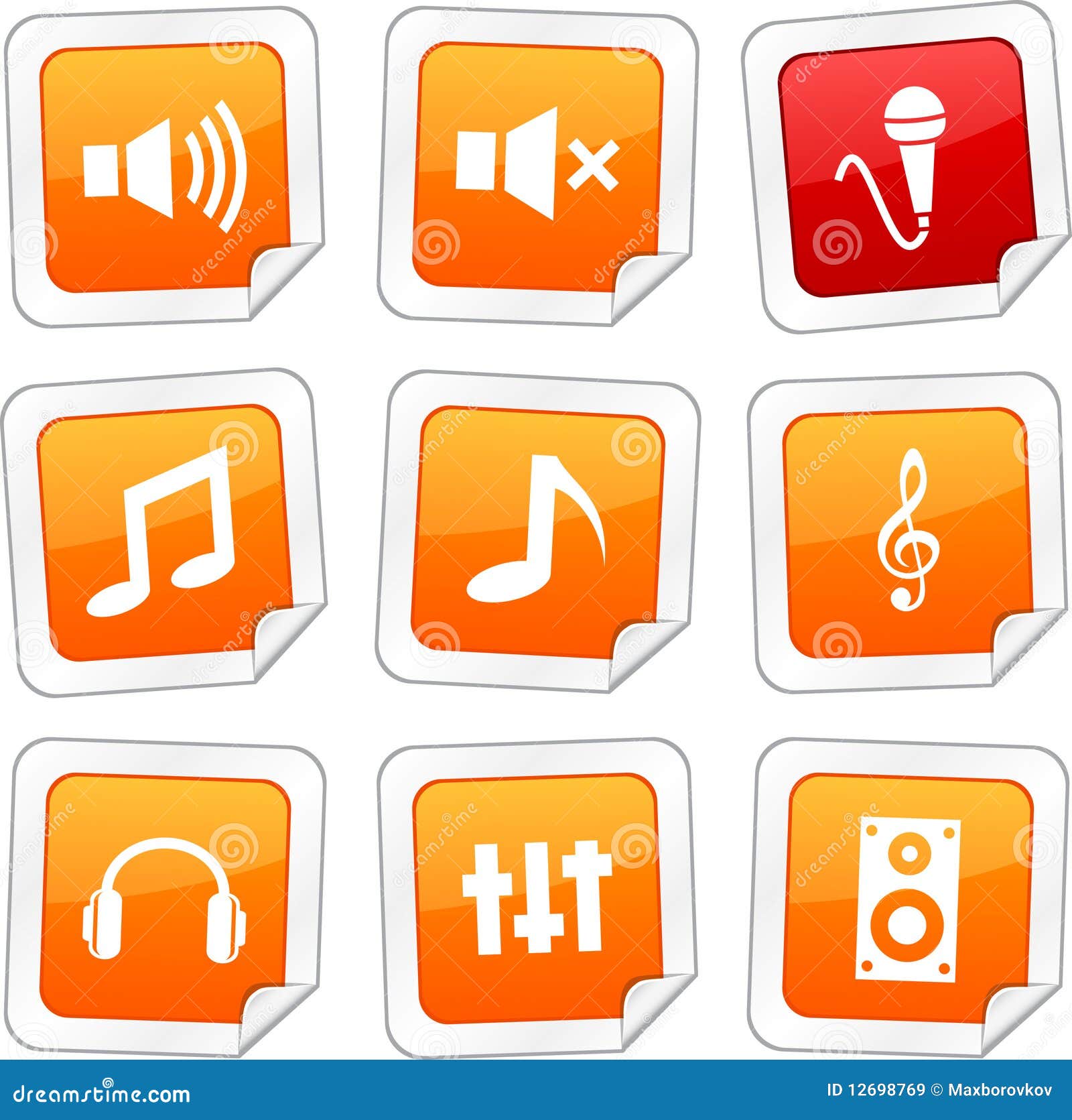 Audio stickers. stock vector. Illustration of shadow - 12698769