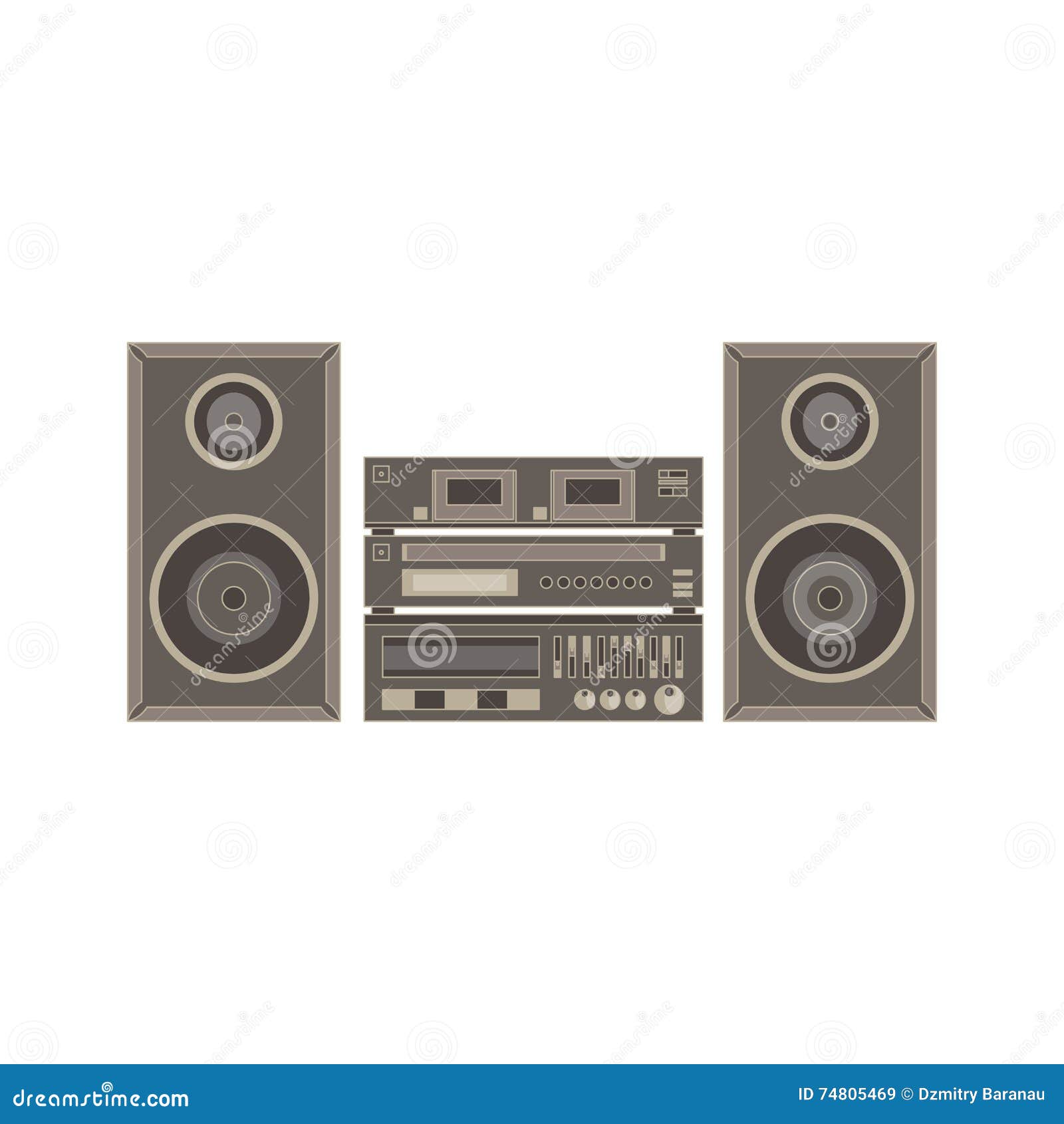 Audio System Front View Monochrome Flat in Gray Color Theme Stock ...