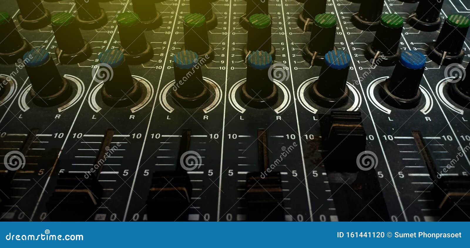 Audio system orange light stock photo. Image of fader - 161441120