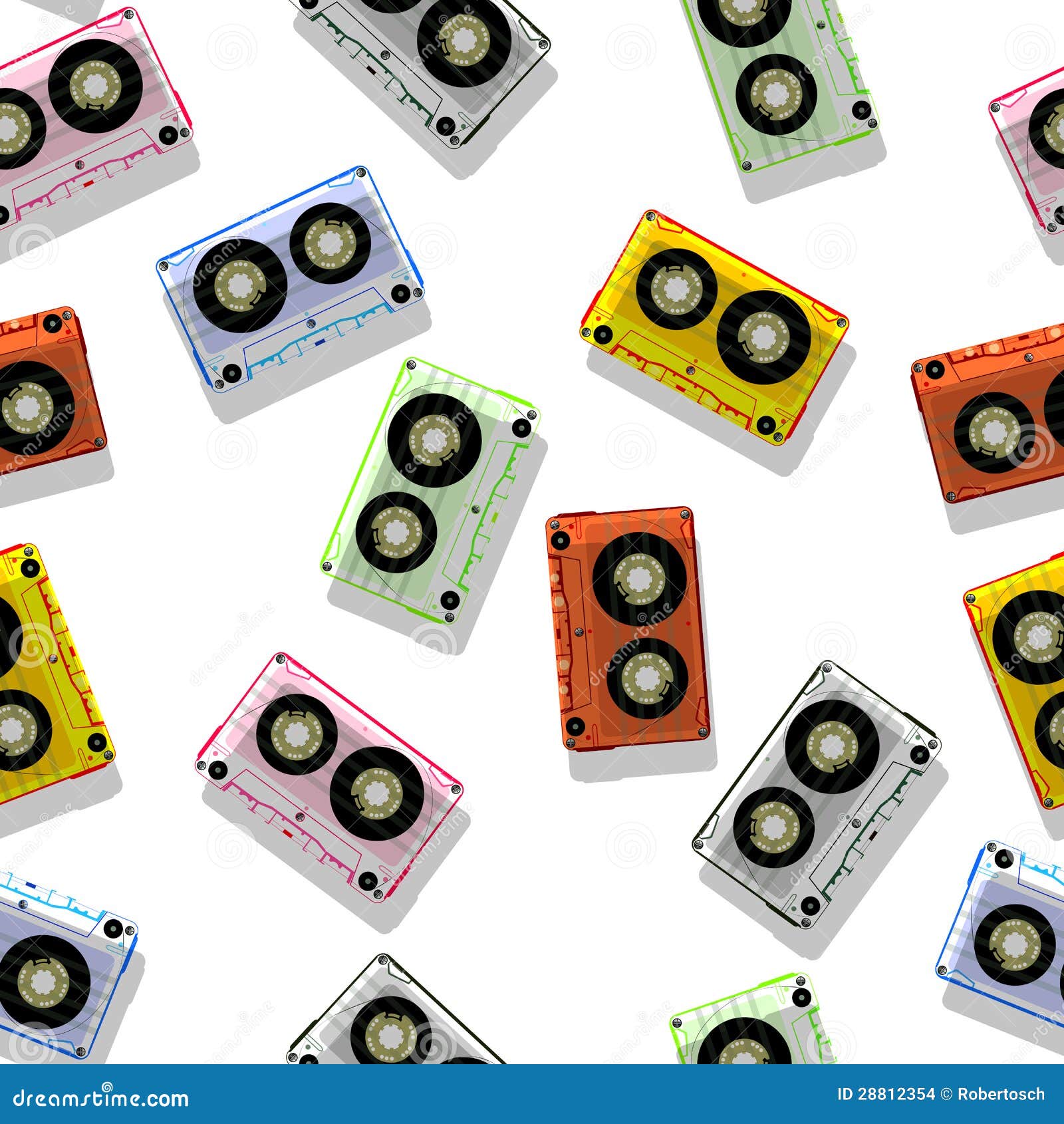 Audio Tapes Shadowed Pattern Stock Vector - Illustration of seamless ...