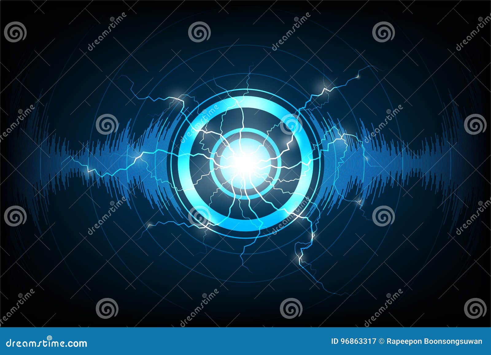 Audio Technology on Dark Blue Background. Stock Vector - Illustration ...