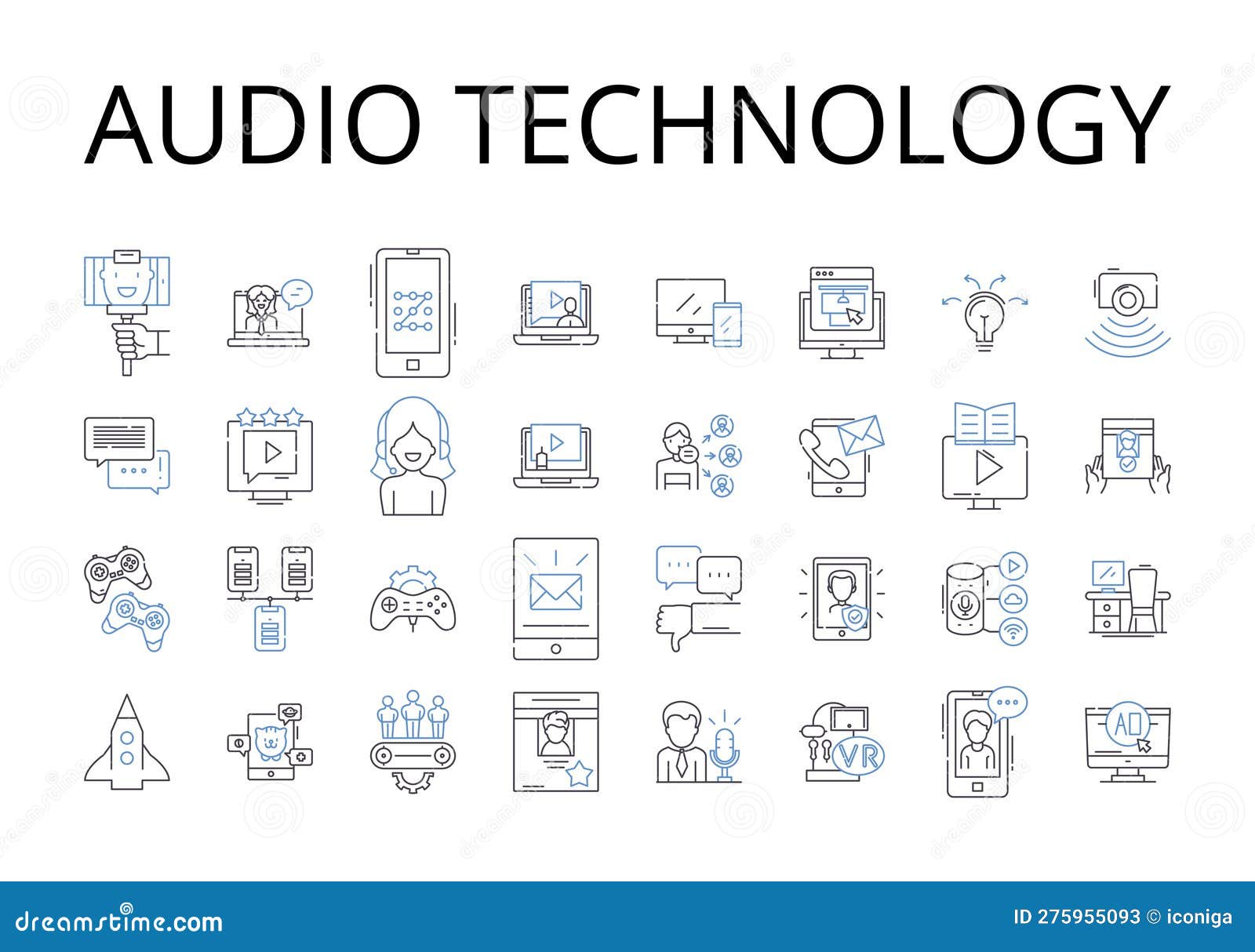 Audio Technology Line Icons Collection. Sound Engineering, Acoustic ... Audio Technology Line Icons Collection. Sound Engineering, Acoustic ...