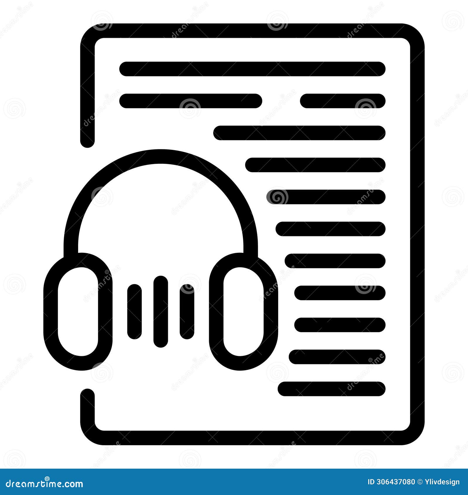 Audio Text Book Icon Outline Vector. Written Record Stock Illustration ...