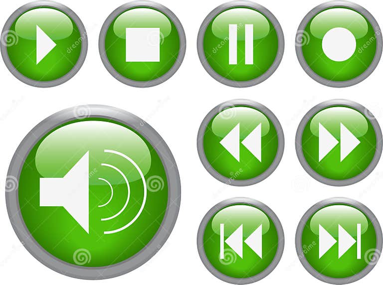 Audio/ video buttons stock vector. Illustration of icon - 7679952