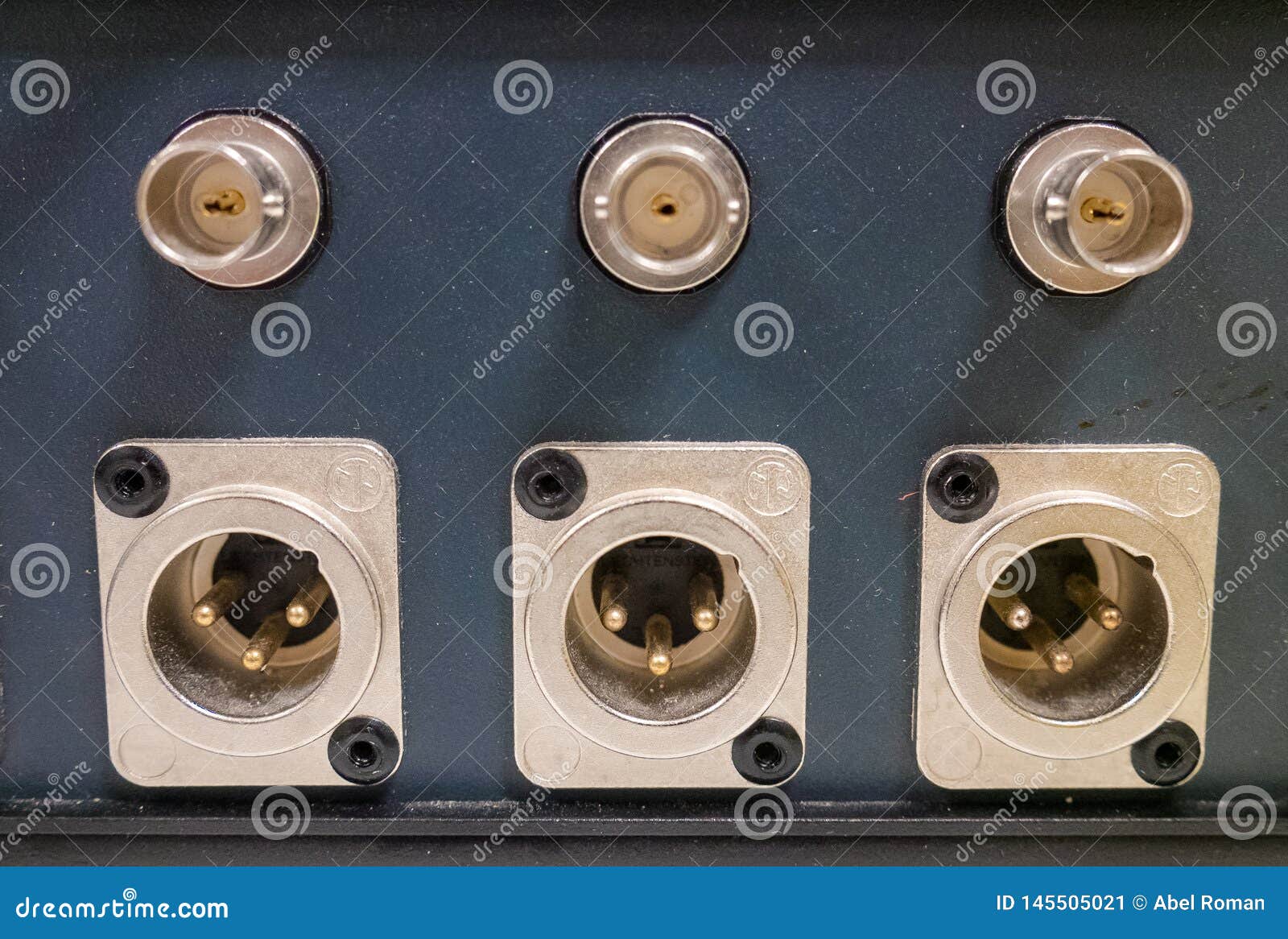 Audio and Video Connection Panel, XLR and BNC Stock Image - Image of ...