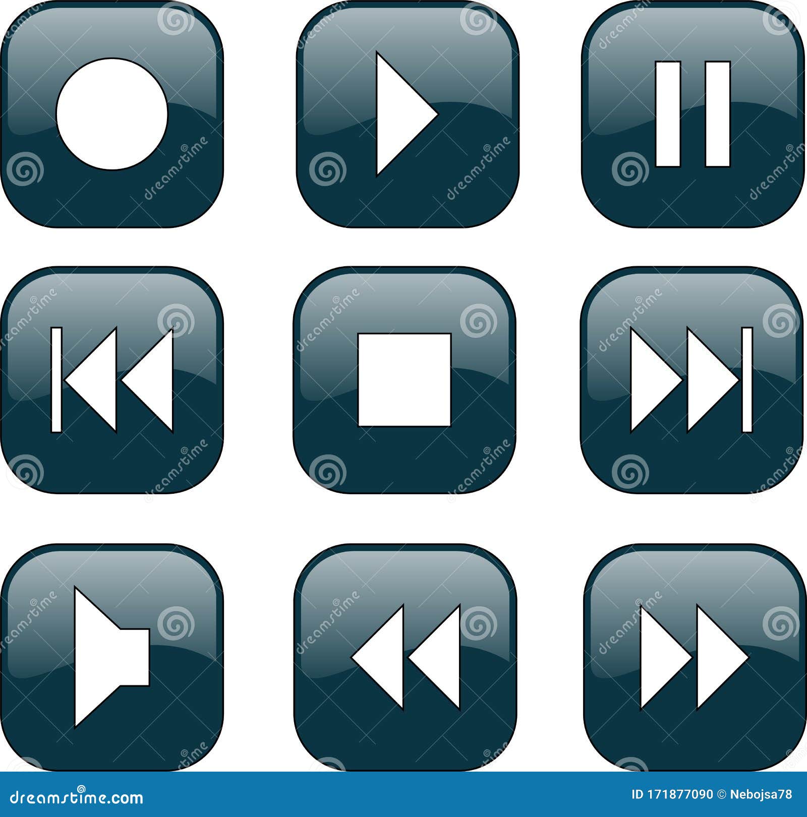 Audio Video Control Buttons Stock Vector - Illustration of back ...
