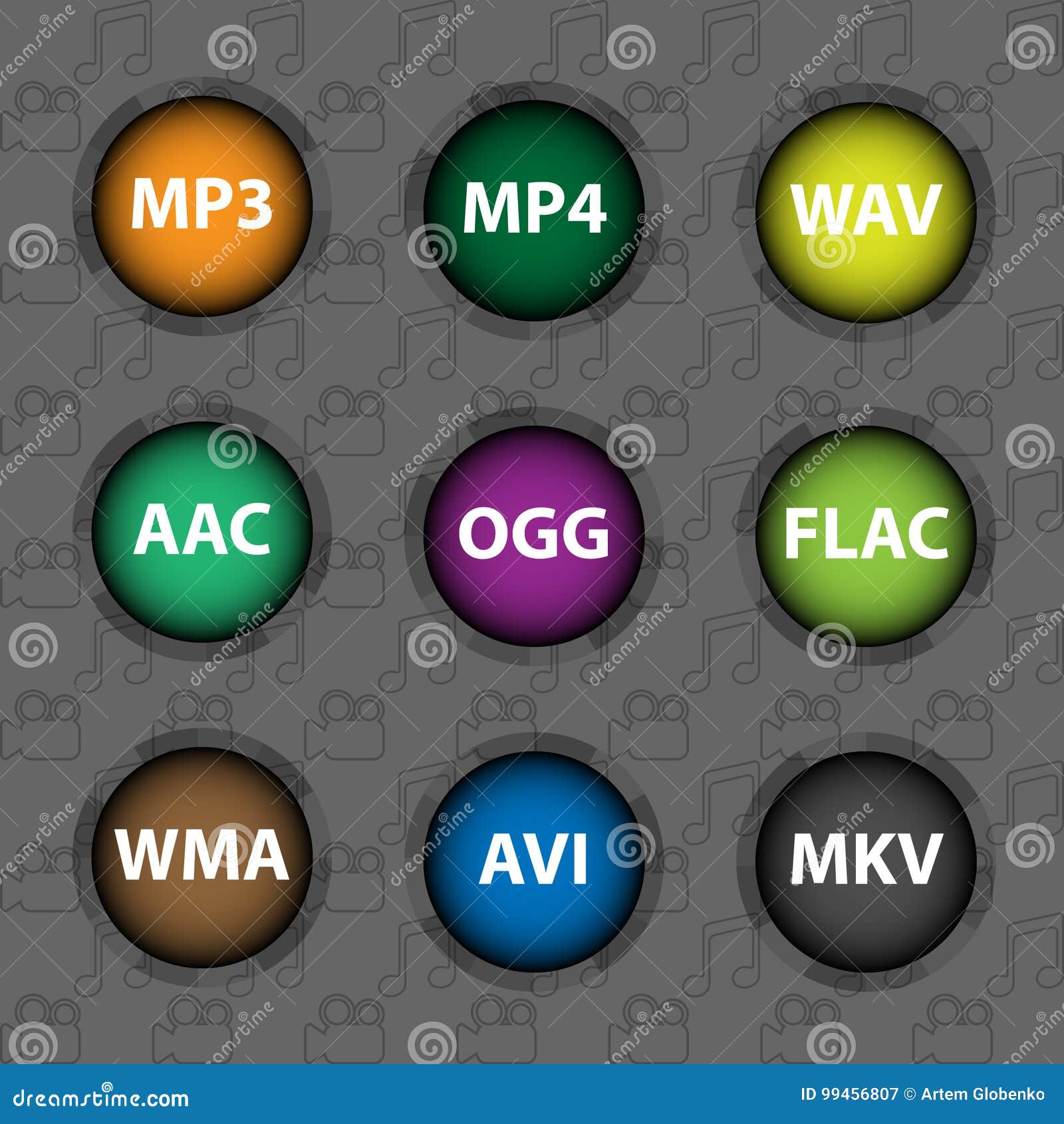 Audio and Video File Formats. Stock Vector - Illustration of file, film ...