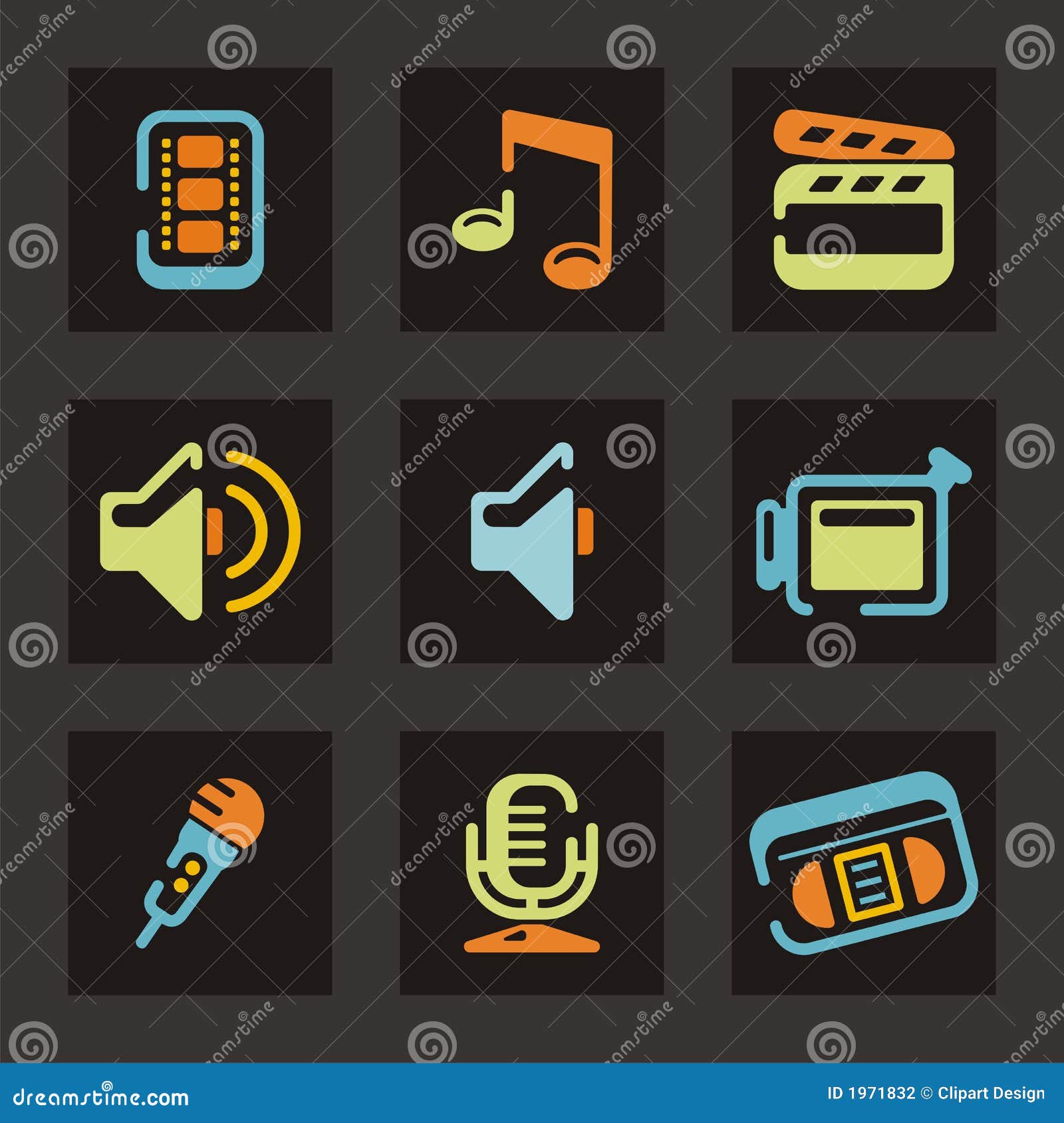 Audio and Video Icon Series Stock Vector - Illustration of film, sound ...