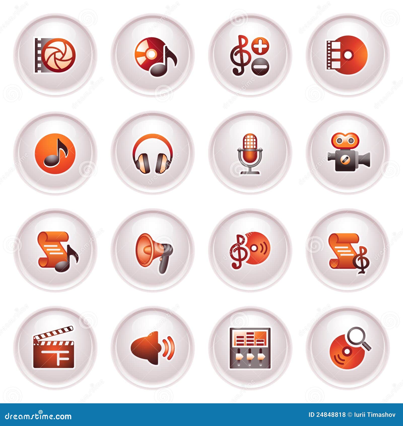 Audio Video Icons. Black Red Series. Stock Vector - Illustration of ...