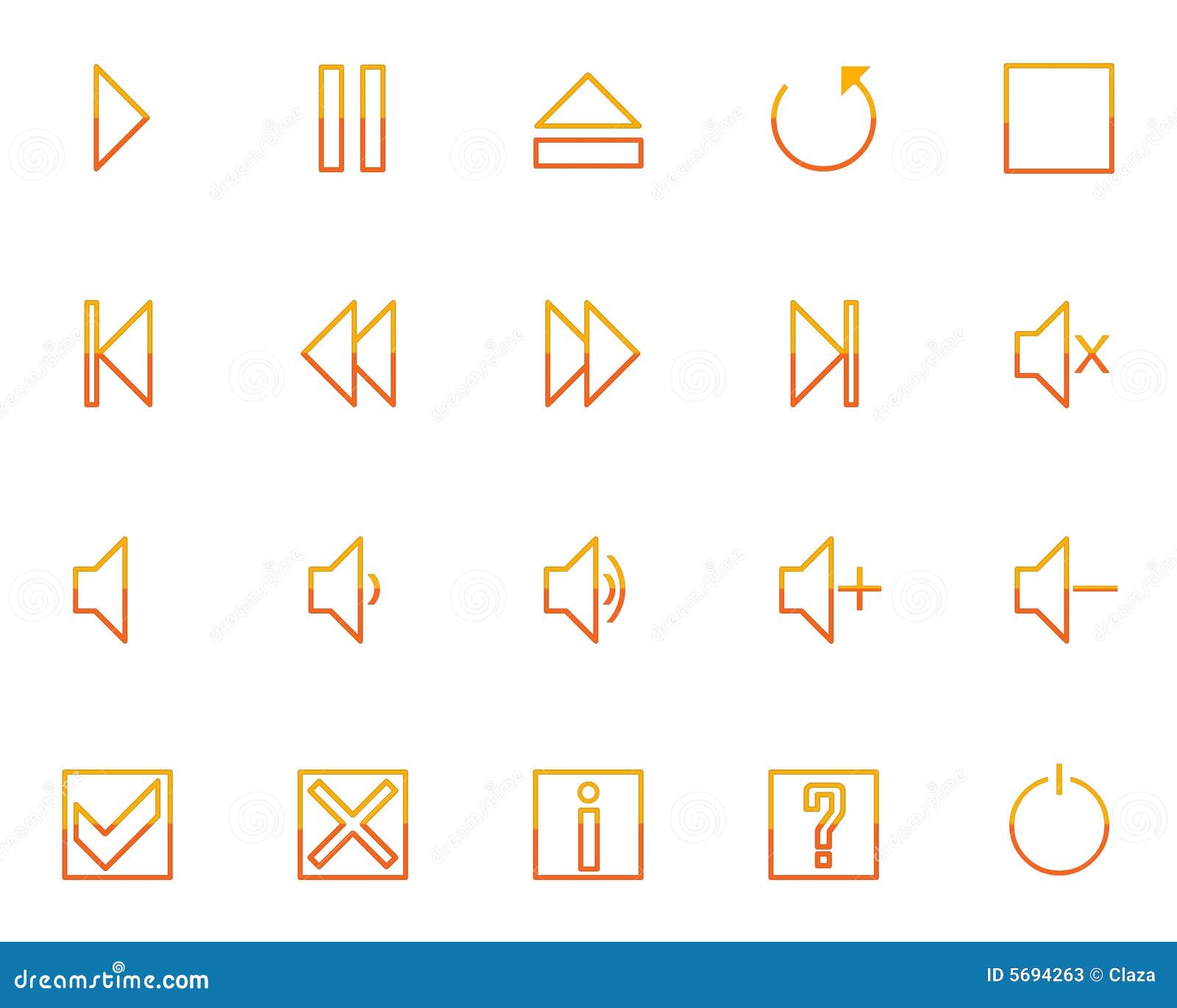 Video Media Player Icons Vector Set. Multimedia Music Audio Control ...