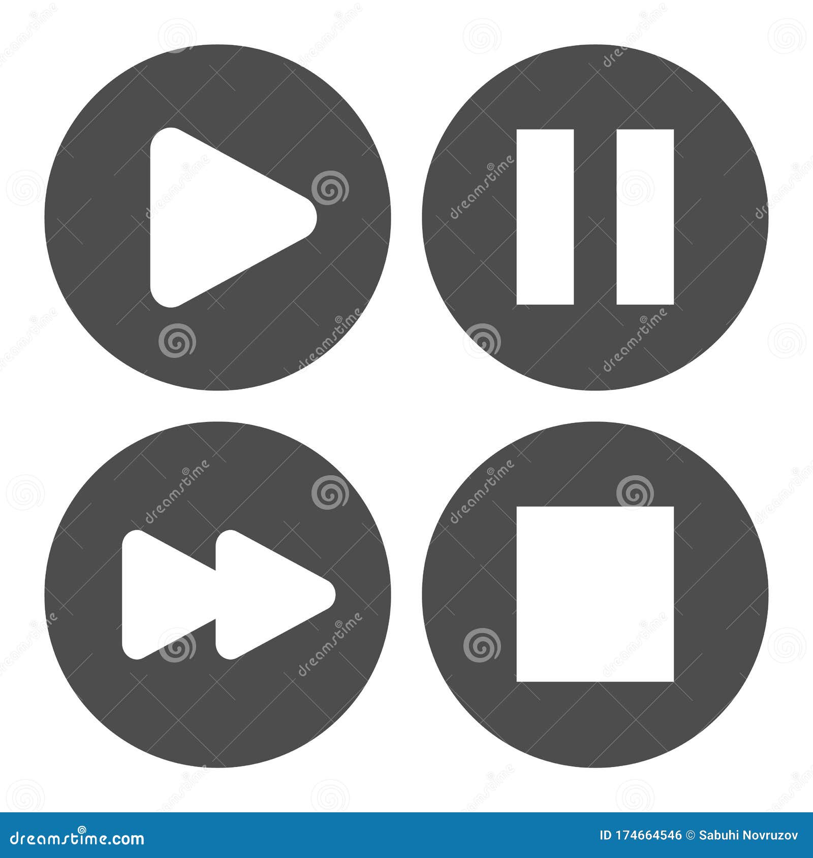 Audio or Video Player Control Buttons Solid Icon. Navigation Interface ...