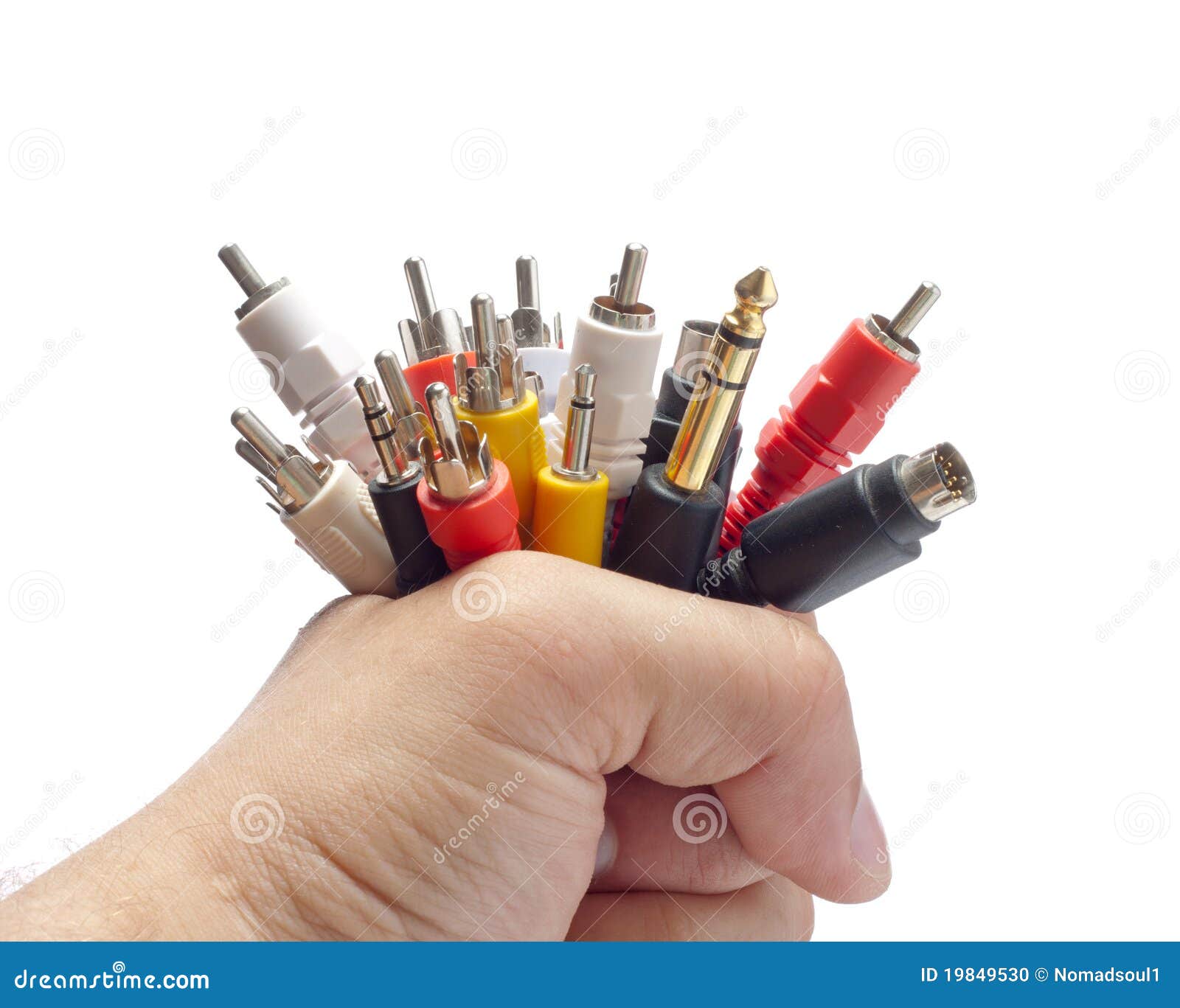 Audio and Video Plugs in Hand Stock Photo - Image of hand, data: 19849530