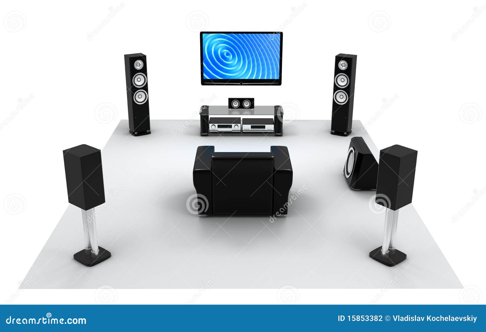 Audio and Video Room, View Front Stock Illustration - Illustration of ...