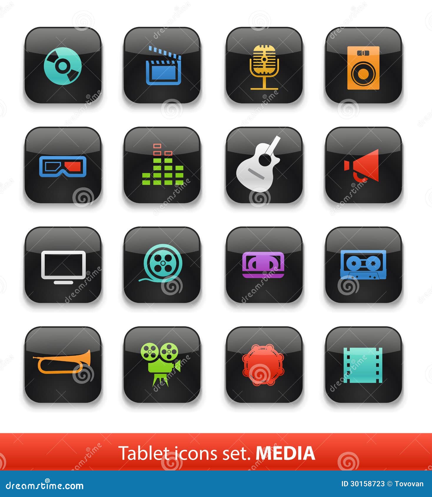 Tablet Buttons Collection on White Stock Vector - Illustration of icon ...