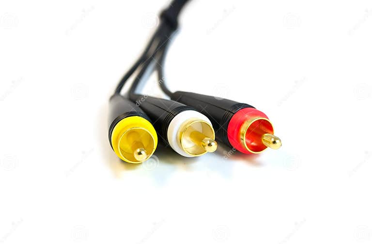 Audio visual cables stock photo. Image of wires, golden - 12834288