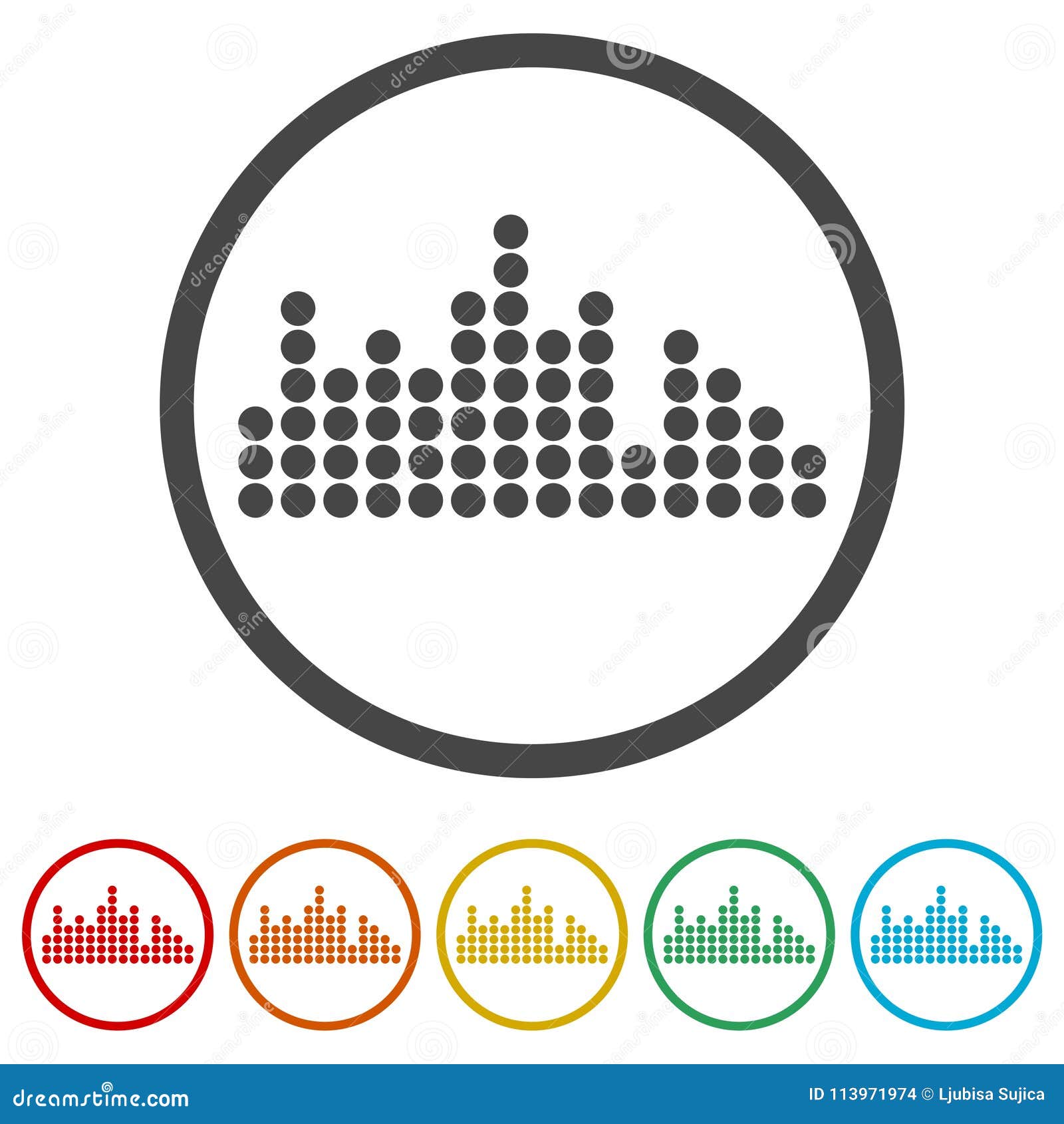 Audio Wave Icon, 6 Colors Included Stock Vector - Illustration of audio ...