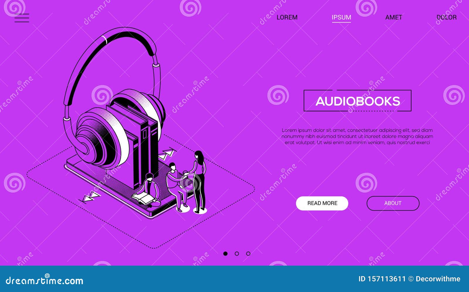 Audiobooks - Line Design Style Isometric Web Banner Stock Vector ...