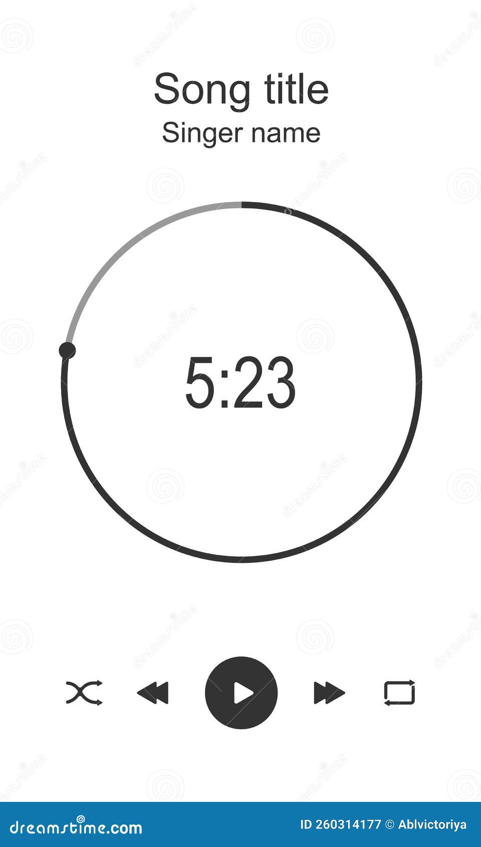 Audioplayer Interface with Round Loading Bar, Timer, Shuffle, Rewind ...