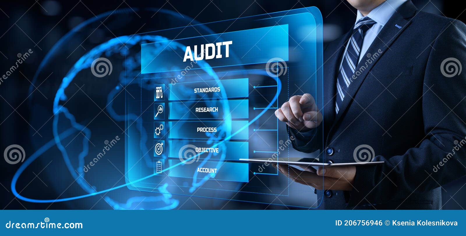 Audit Auditor Financial Service Compliance Concept on Screen. Stock ...